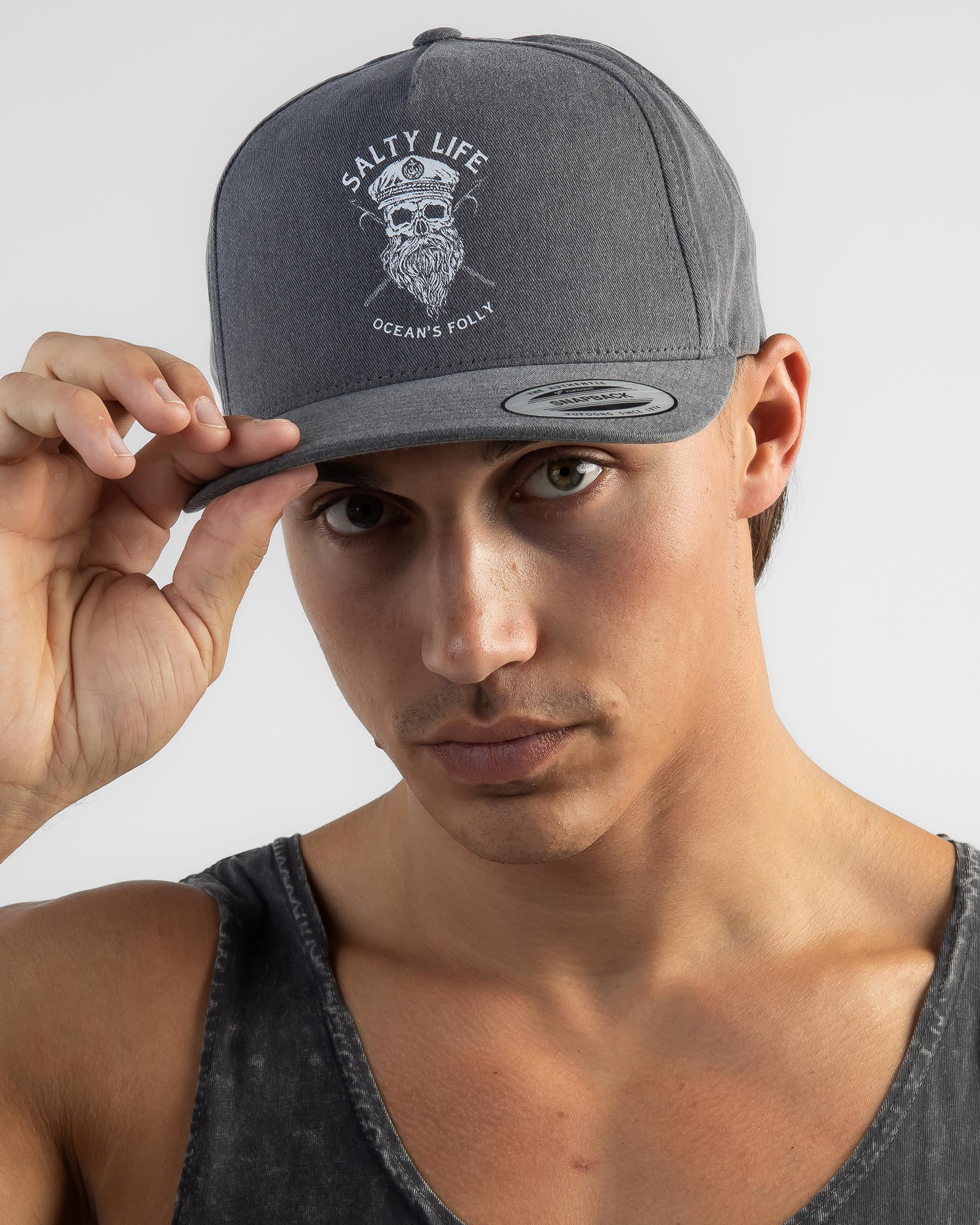Shop Salty Life Marauder Snapback Cap In Washed Black - Fast Shipping ...
