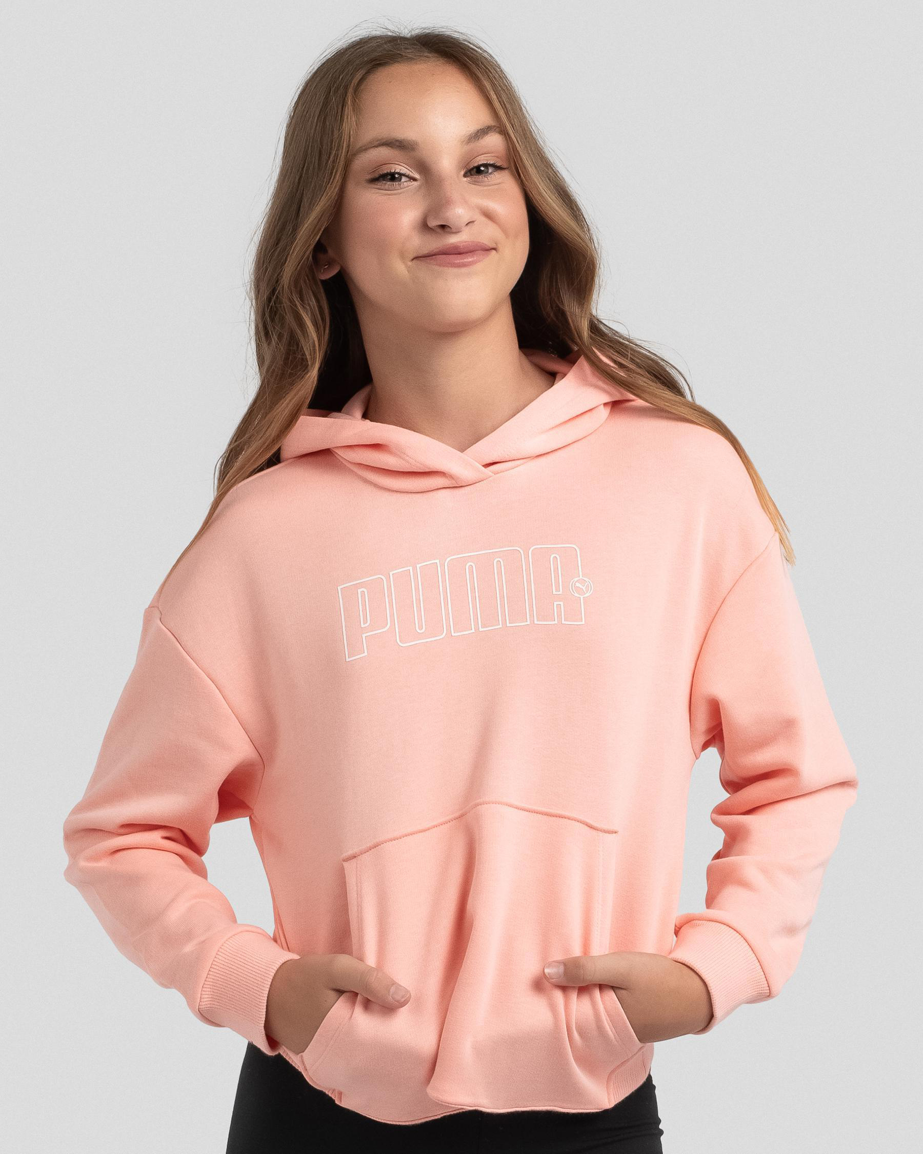 Shop Puma Girls' Rebel Hoodie In Apricot Blush - Fast Shipping & Easy ...