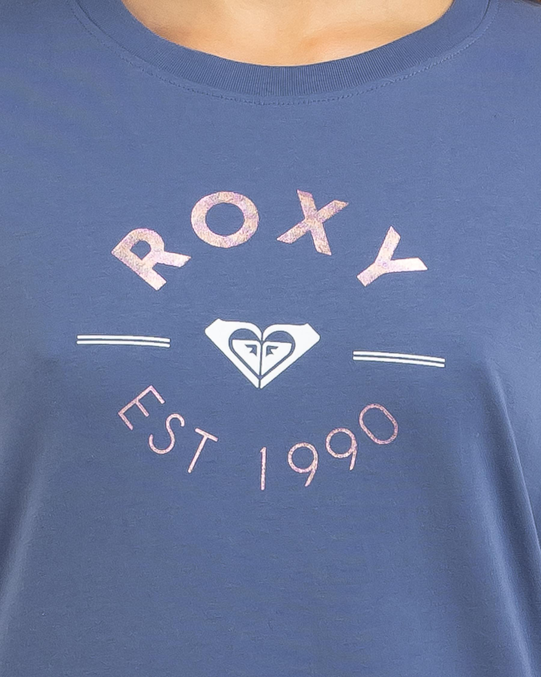 Shop Roxy Noon Ocean Corpo T-Shirt In Bijou Blue - Fast Shipping & Easy ...