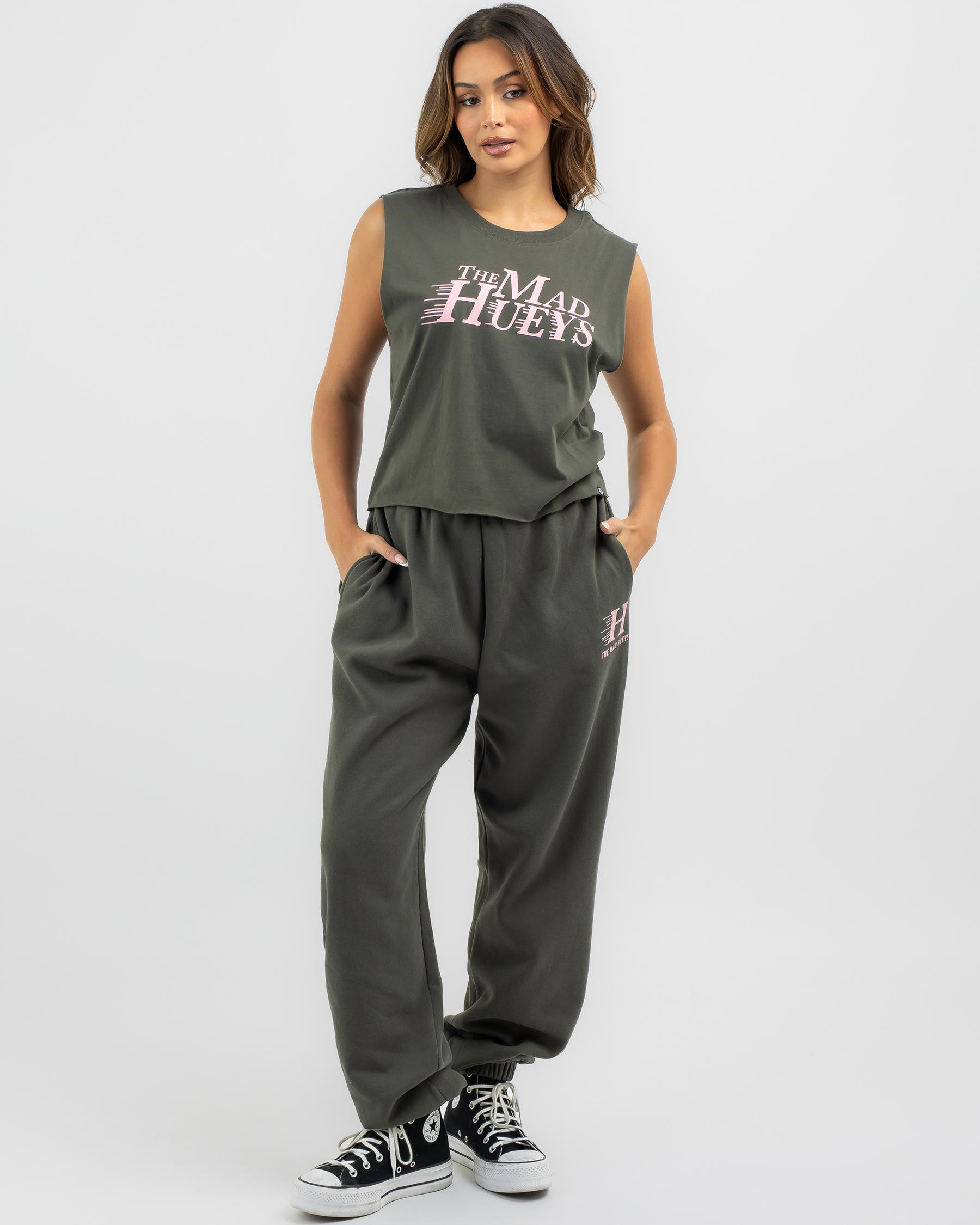 Shop The Mad Hueys Speeding Hueys Crop Muscle Tank Top In Charcoal ...
