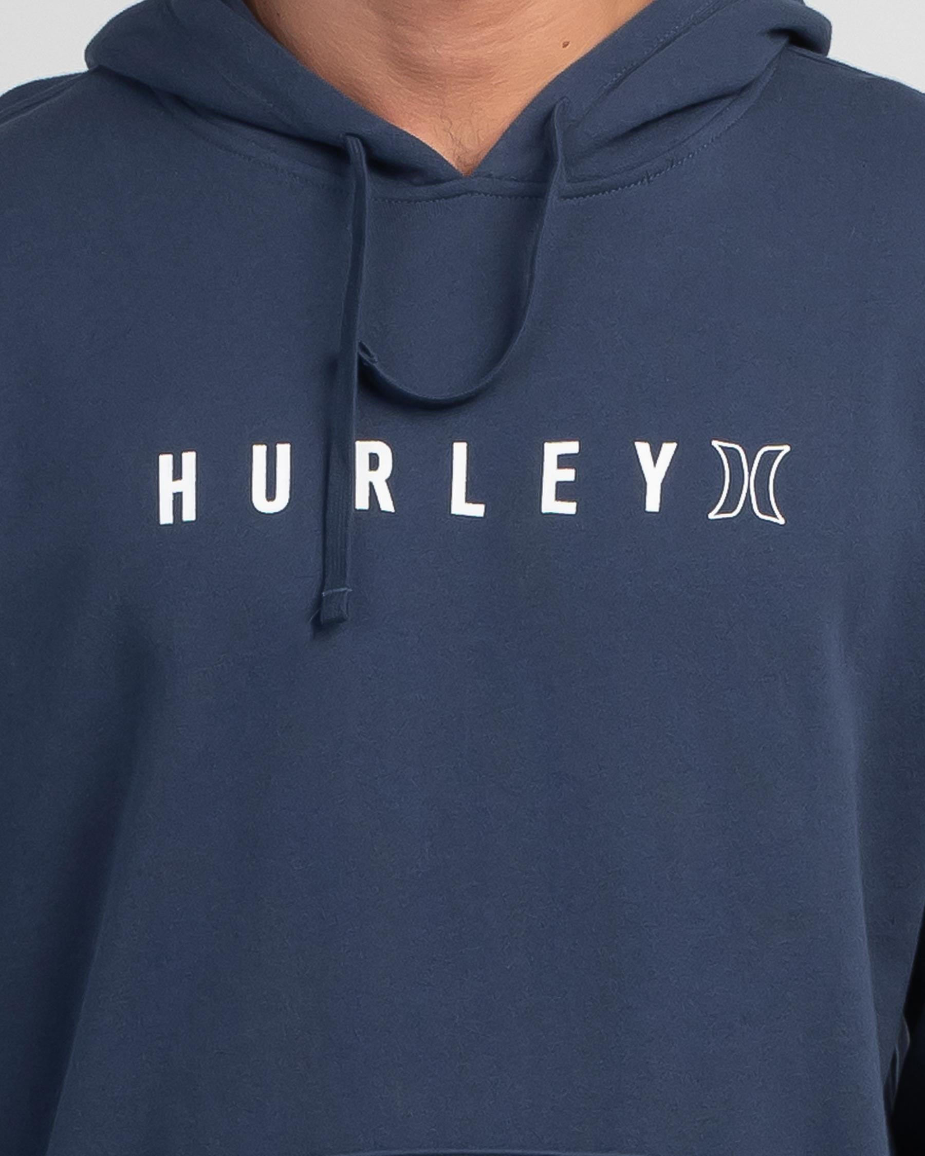 Shop Hurley Outline Icon Pullover Fleece Hoodie In Deep Blue - Fast ...
