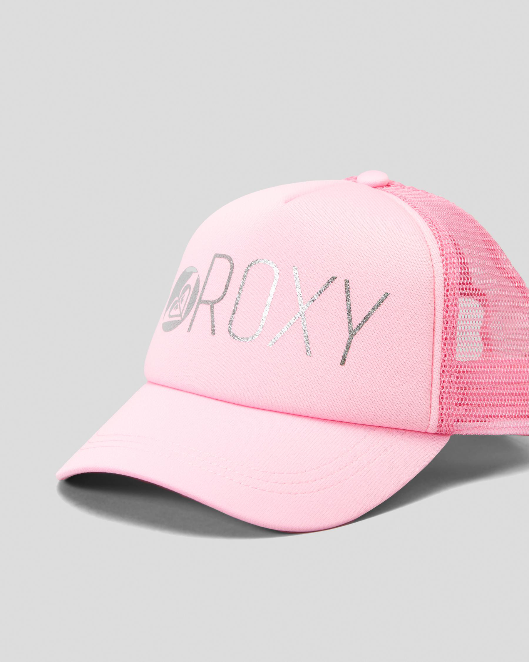 Shop Roxy Girls' Reggae Town Trucker Cap In Prism Pink - Fast Shipping ...