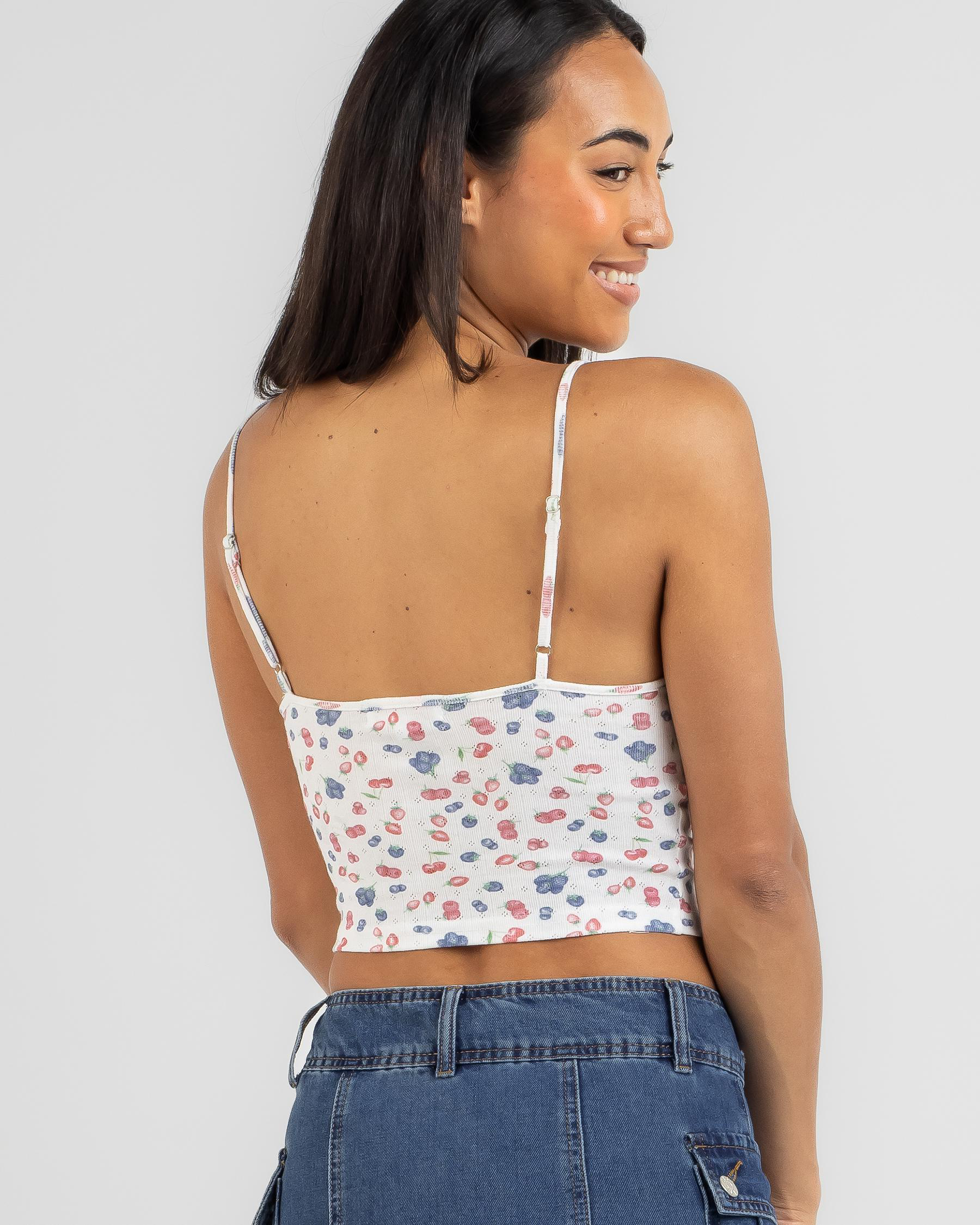 Shop Mooloola Summer Picnic Cami Top In Berry Print - Fast Shipping ...