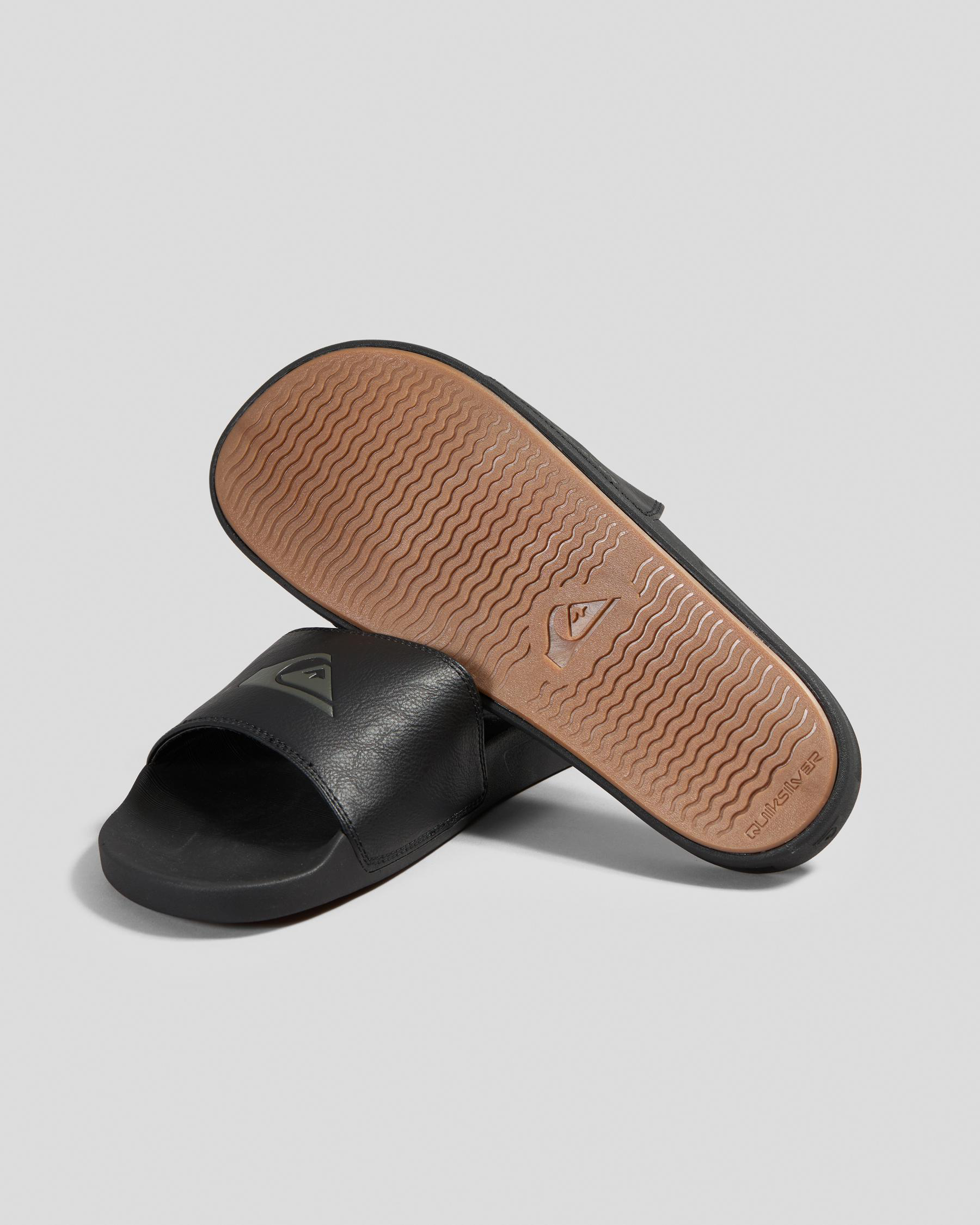 Shop Quiksilver Rivi Nubuck Slides In Black 1 - Fast Shipping & Easy ...