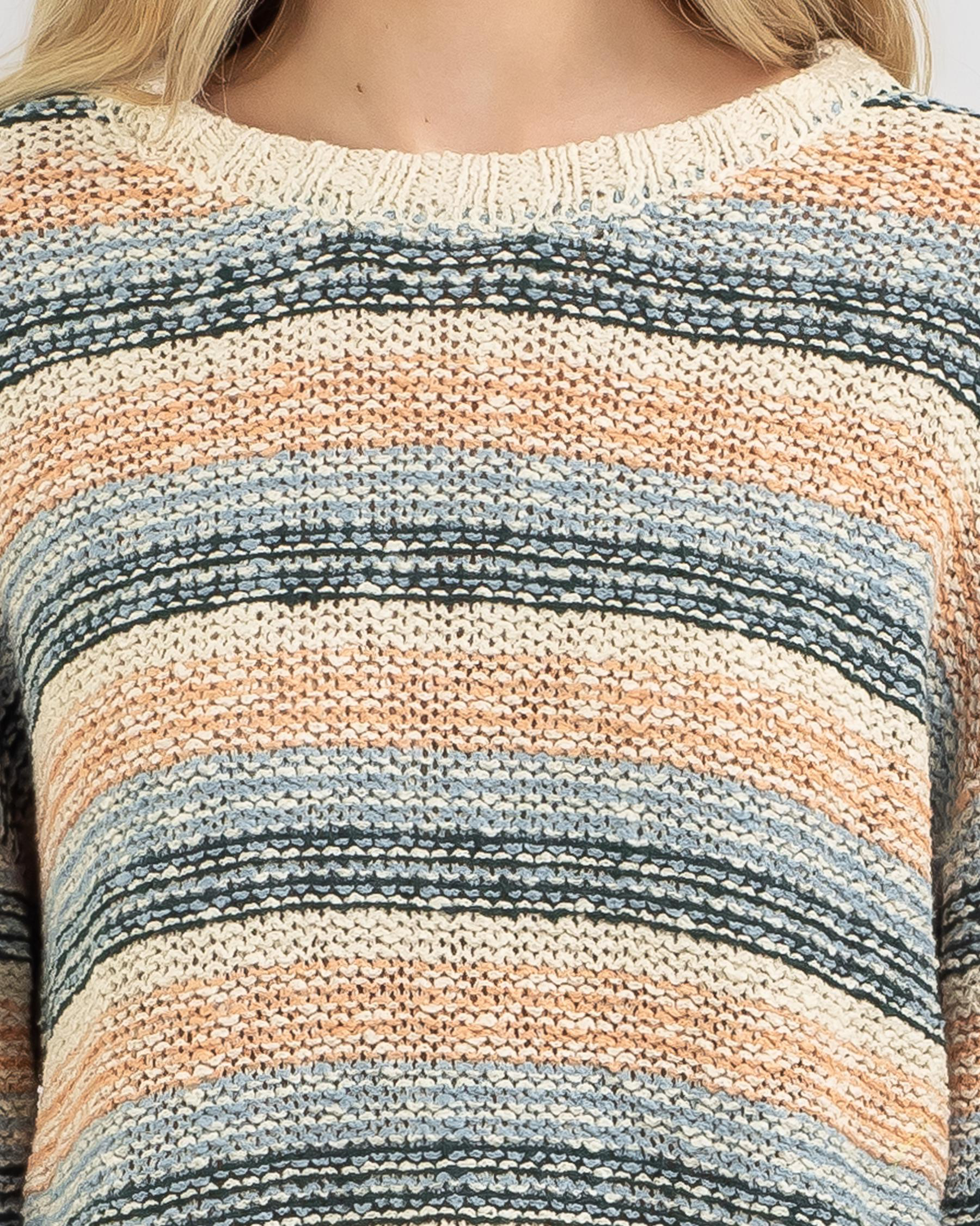 Shop Billabong Easy As Long Line Knit Jumper In Oak Buff - Fast ...