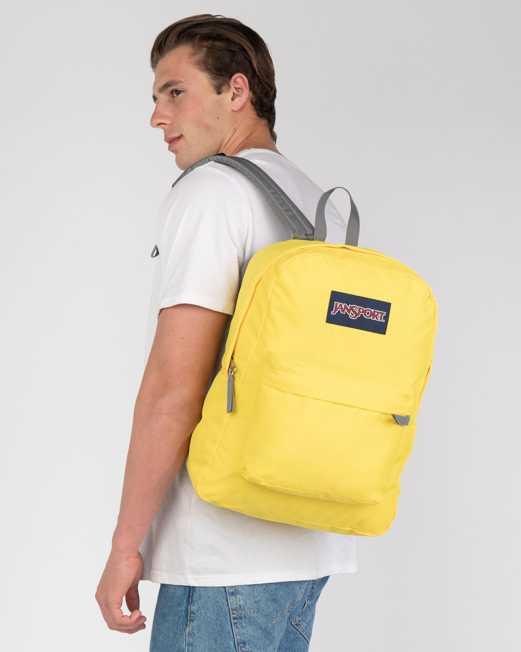 Shop JanSport Superbreak Backpack In Yellow Card - Fast Shipping & Easy ...
