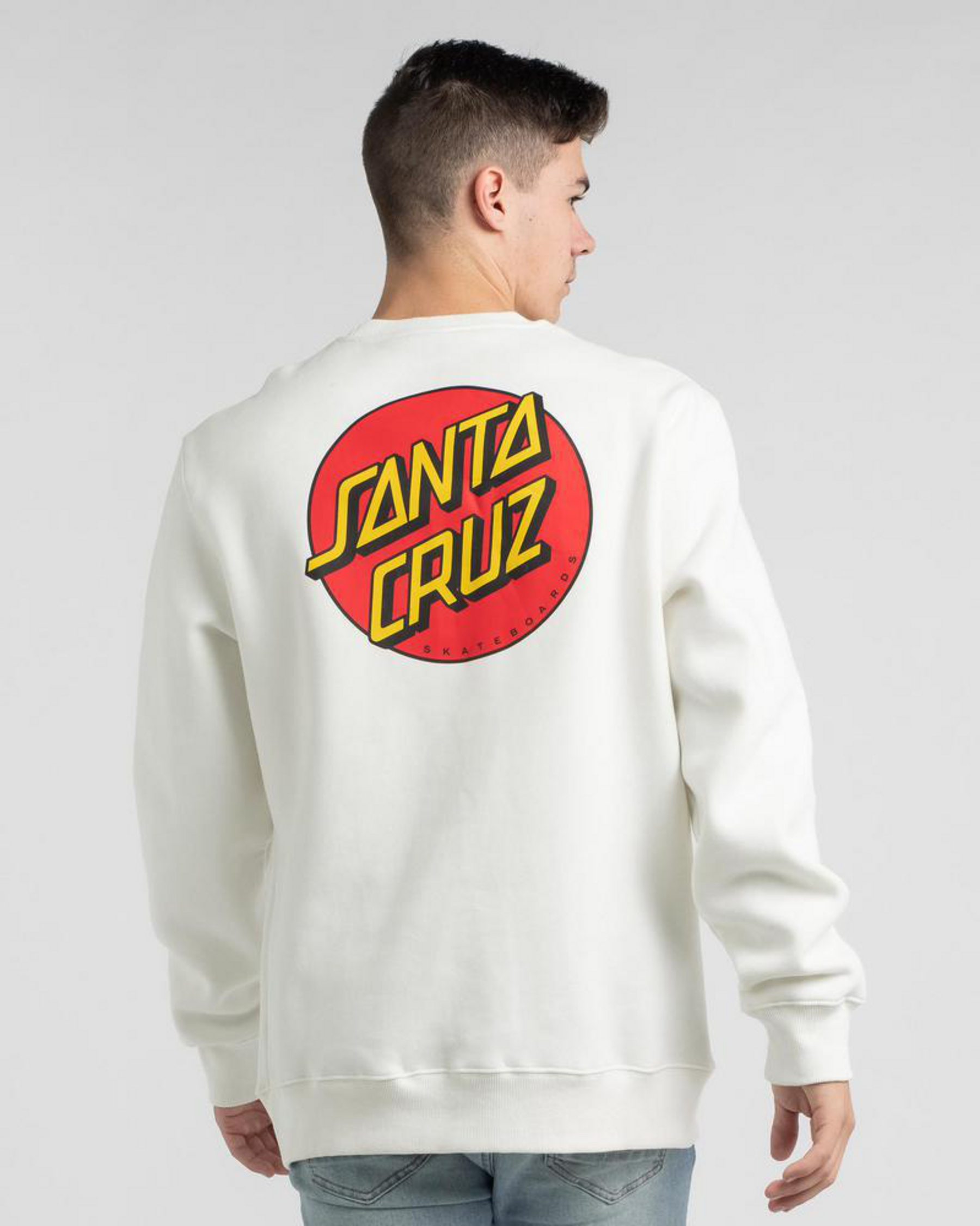 Shop Santa Cruz Classic Dot Crew Sweatshirt In White - Fast Shipping ...