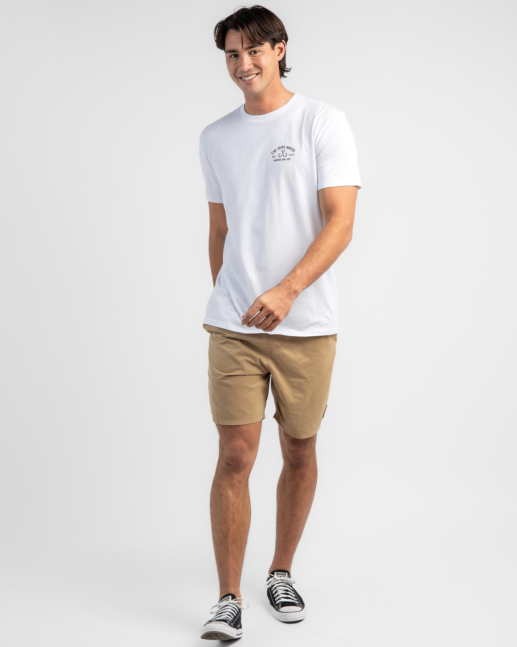 Shop The Mad Hueys Hooked For Life T-Shirt In White - Fast Shipping ...