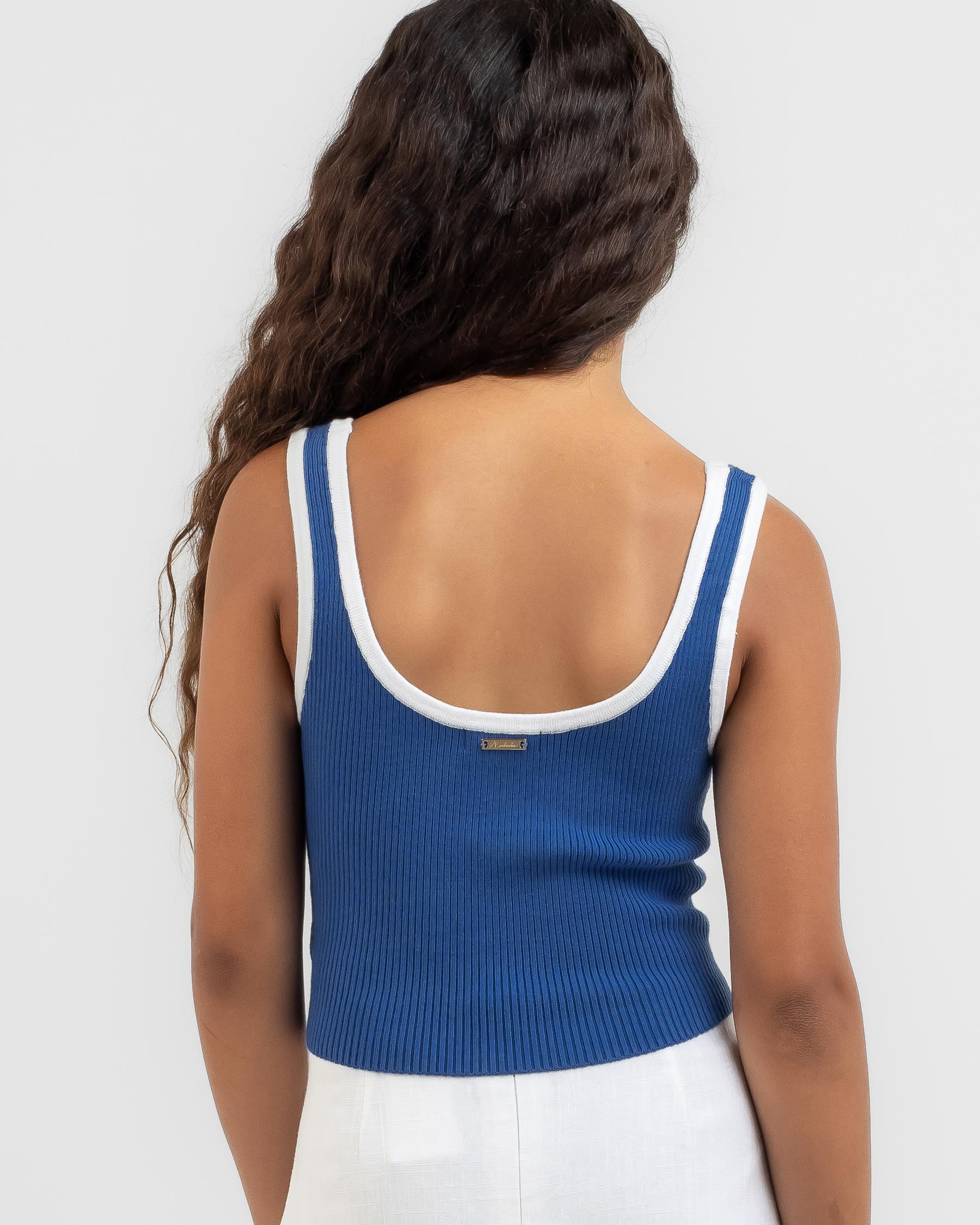 Shop Mooloola Girls' Basic Knit Top In Blue/white - Fast Shipping ...