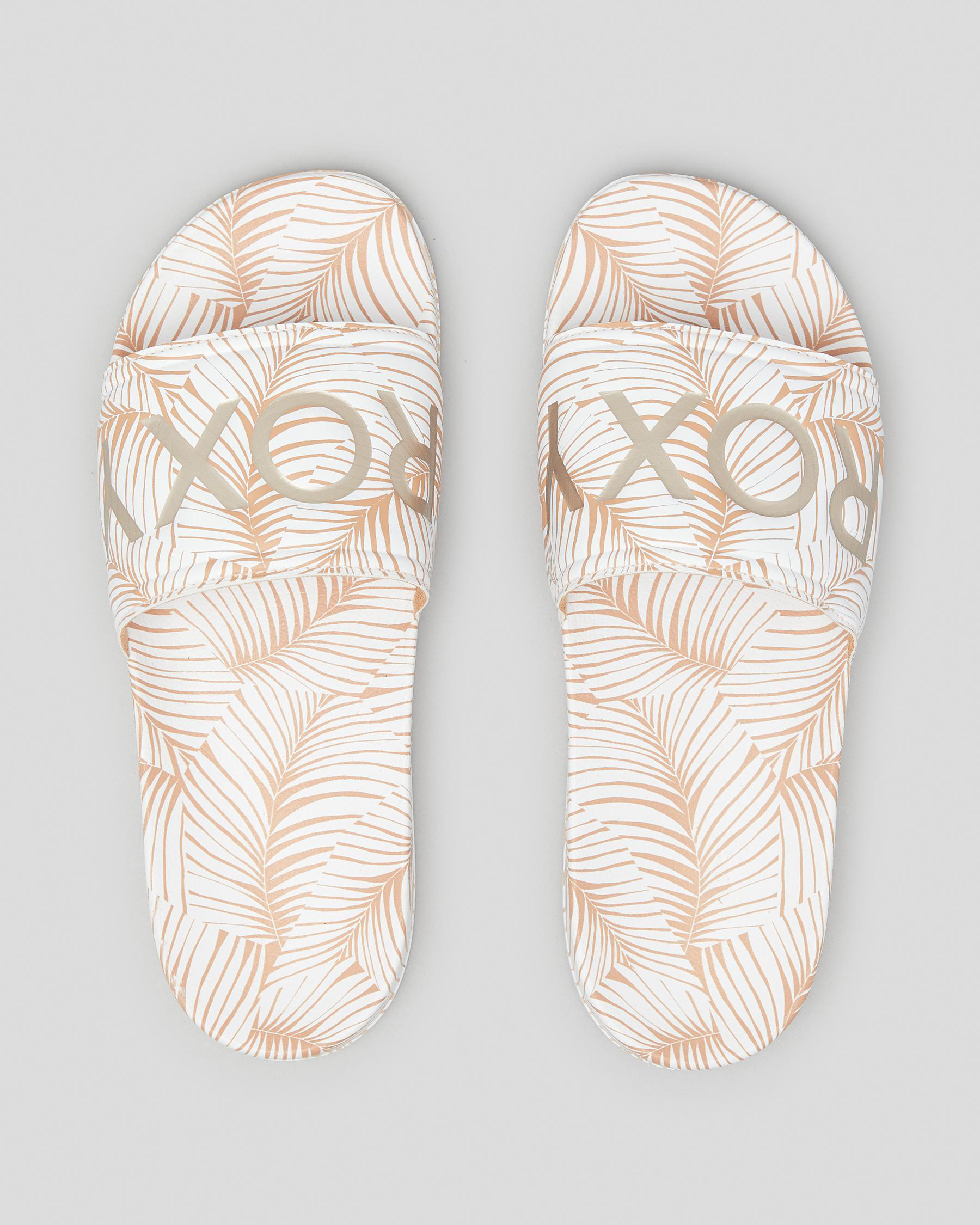 Shop Roxy Womens Roxy Slippy Printed Slide Sandals In White/tan - Fast ...