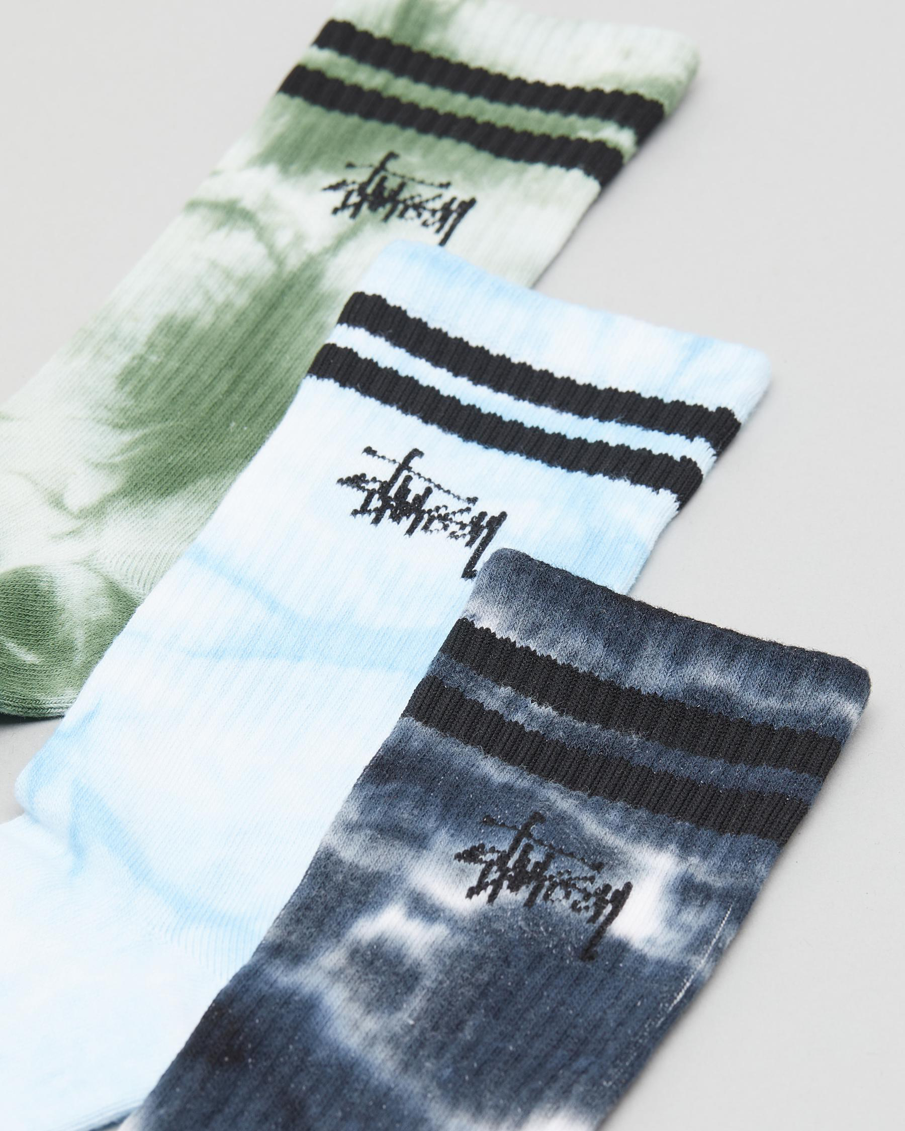 Shop Stussy Tiedye Stripe Socks 3 Pack In Multi - Fast Shipping & Easy ...