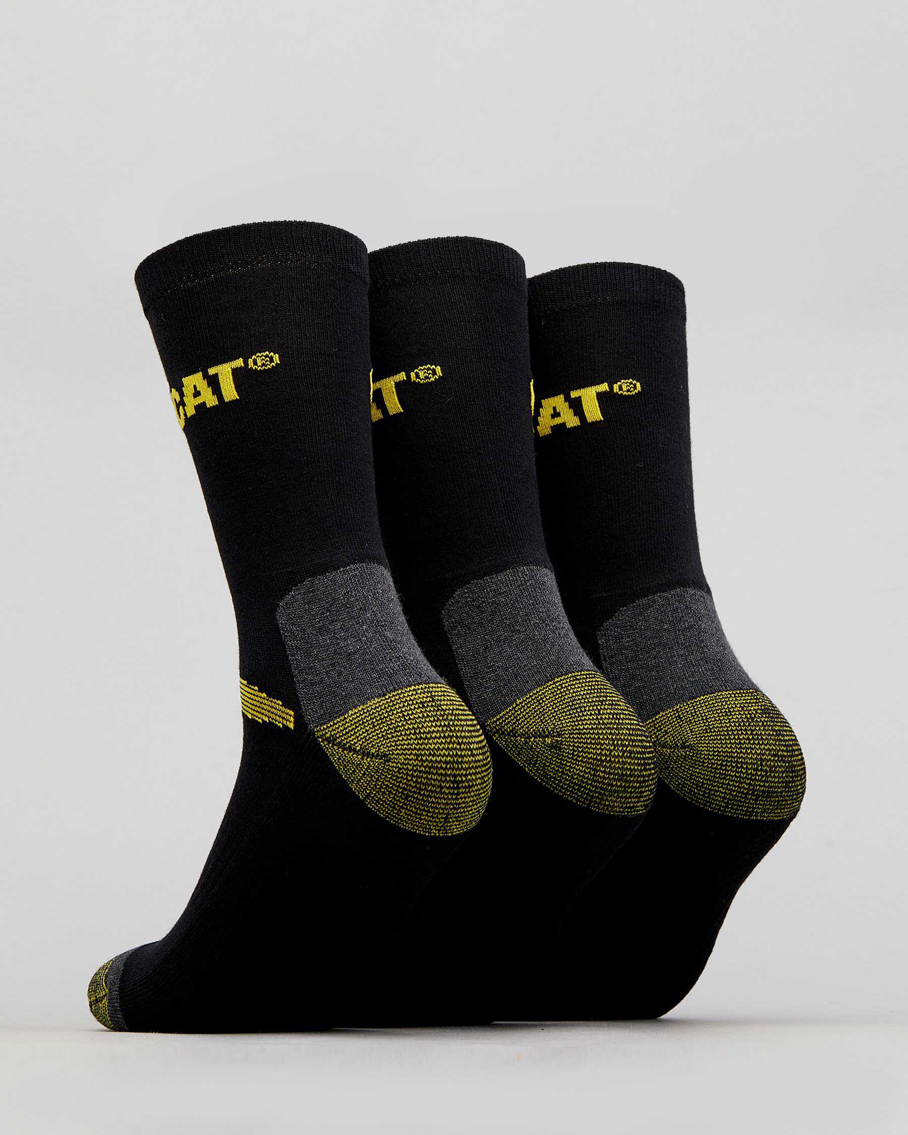 Shop Cat Crew Sock 3 Pack In Black/yellow - Fast Shipping & Easy ...