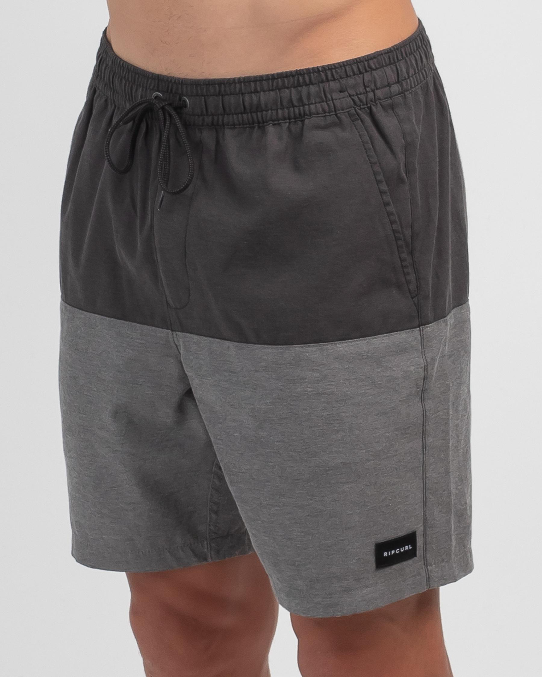 Shop Rip Curl Block Volley Elastic Walk Shorts In Washed Black - Fast ...