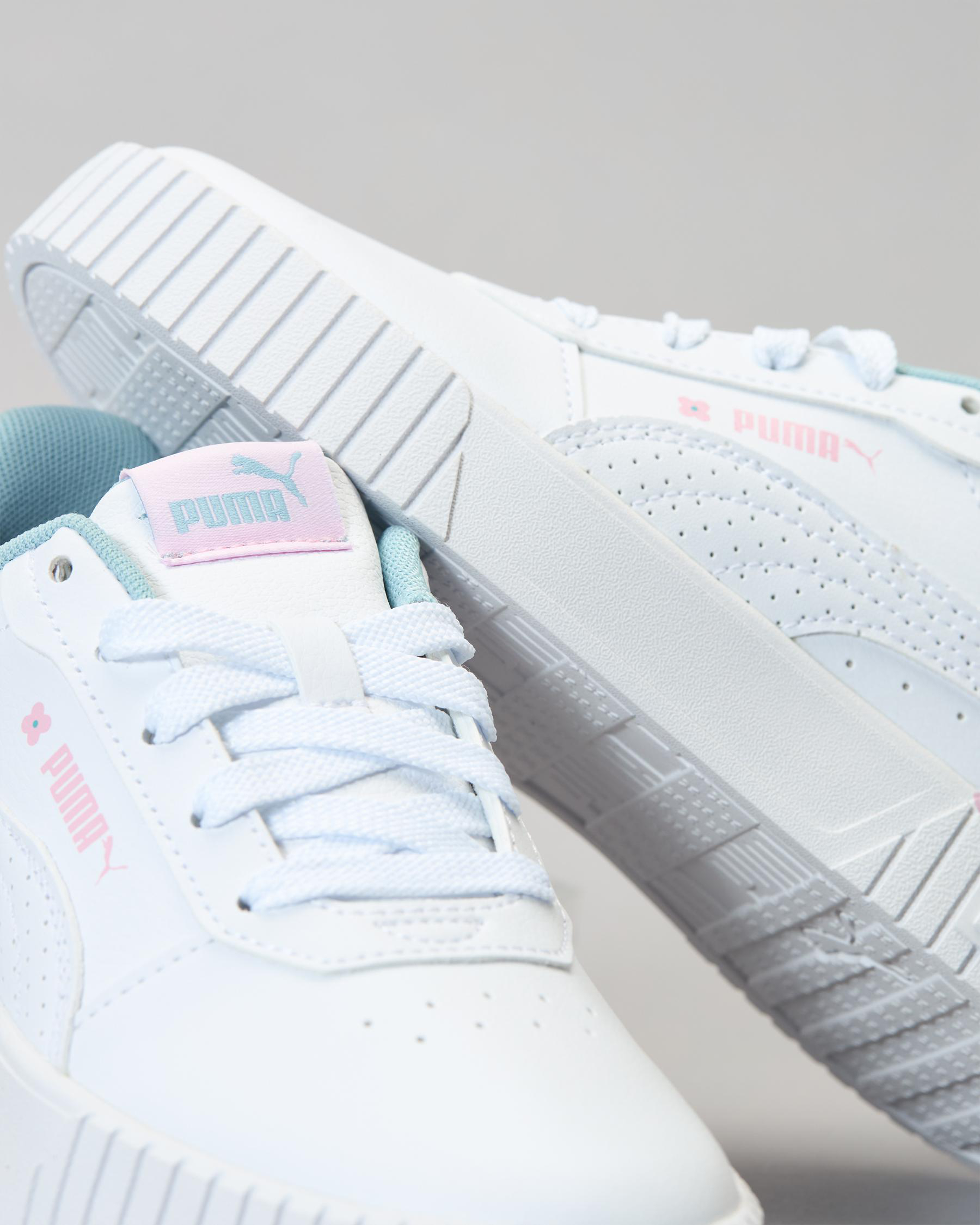 Shop Puma Girls' Carina 2.0 Tropical Shoes In Puma White/turquoise ...