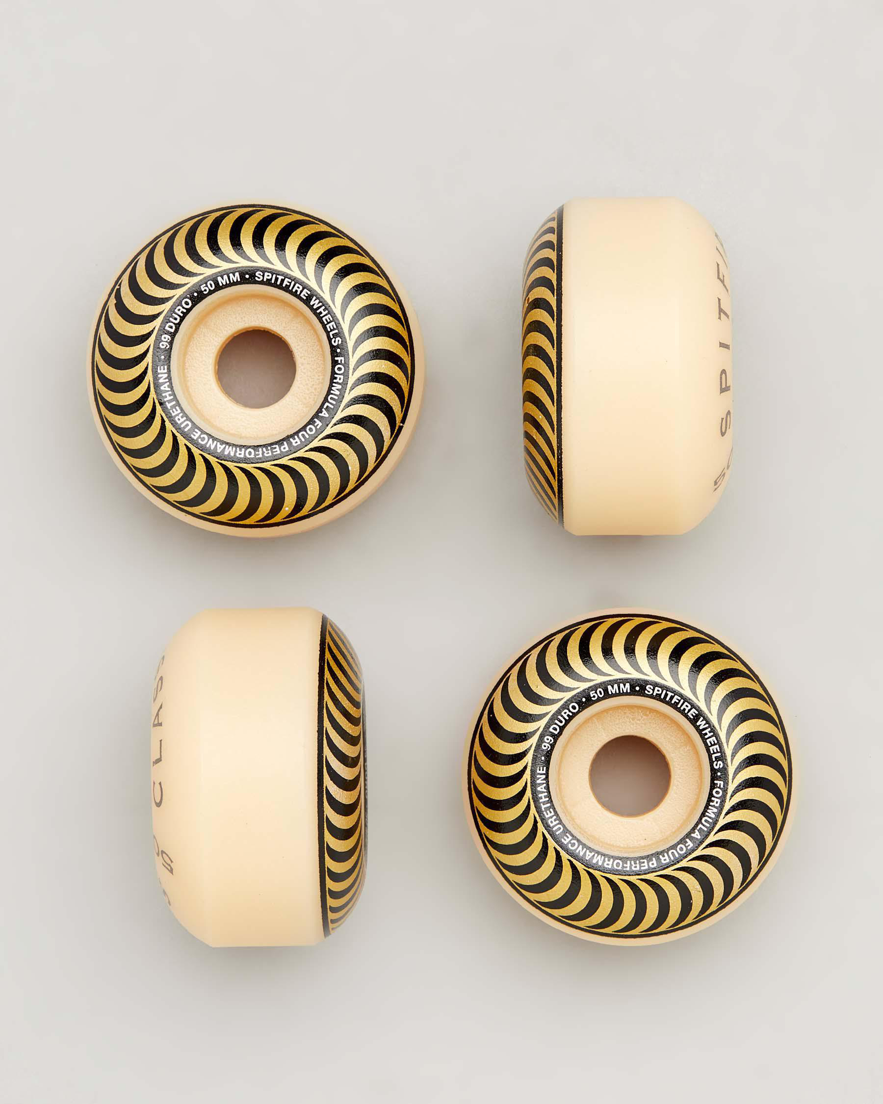 Shop Spitfire F4 99D Classic Swirl 50mm Skateboard Wheels In Gold ...