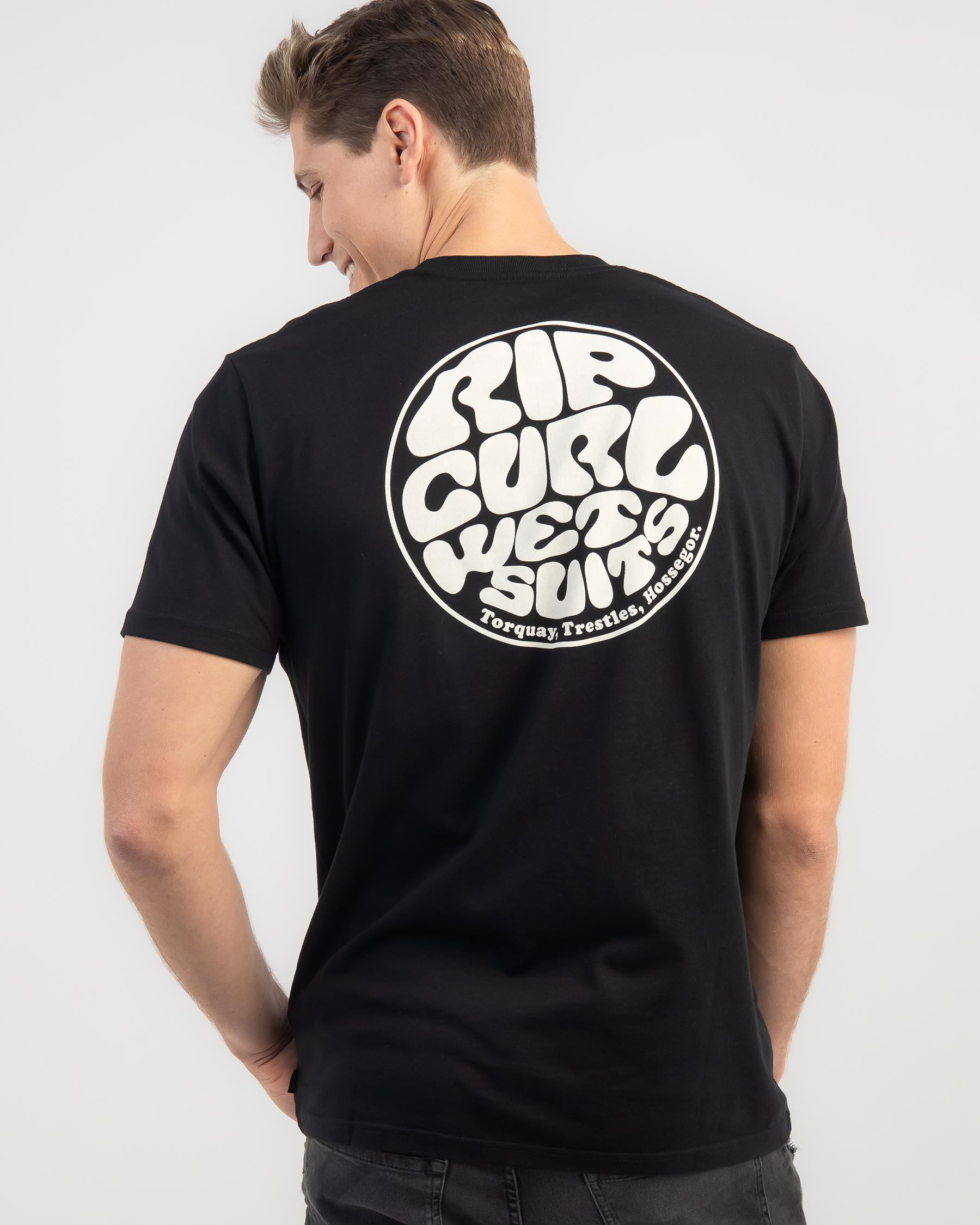 Shop Rip Curl Wetsuit Icon T-Shirt In Black - Fast Shipping & Easy ...