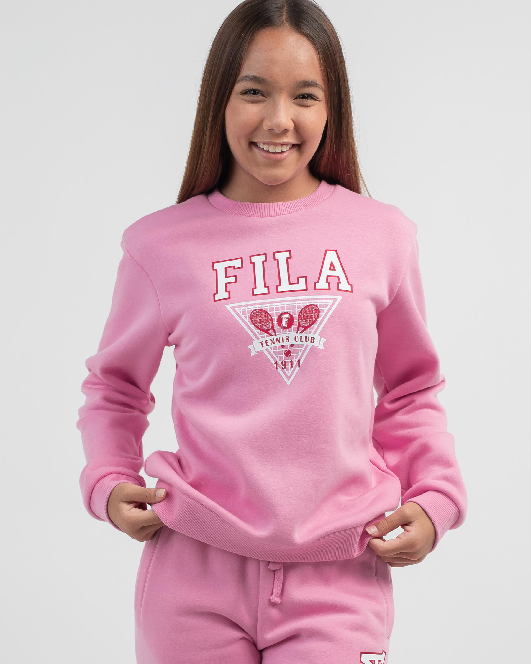 Shop Fila Girls' City Alanna Sweatshirt In Prism Pink - Fast Shipping ...