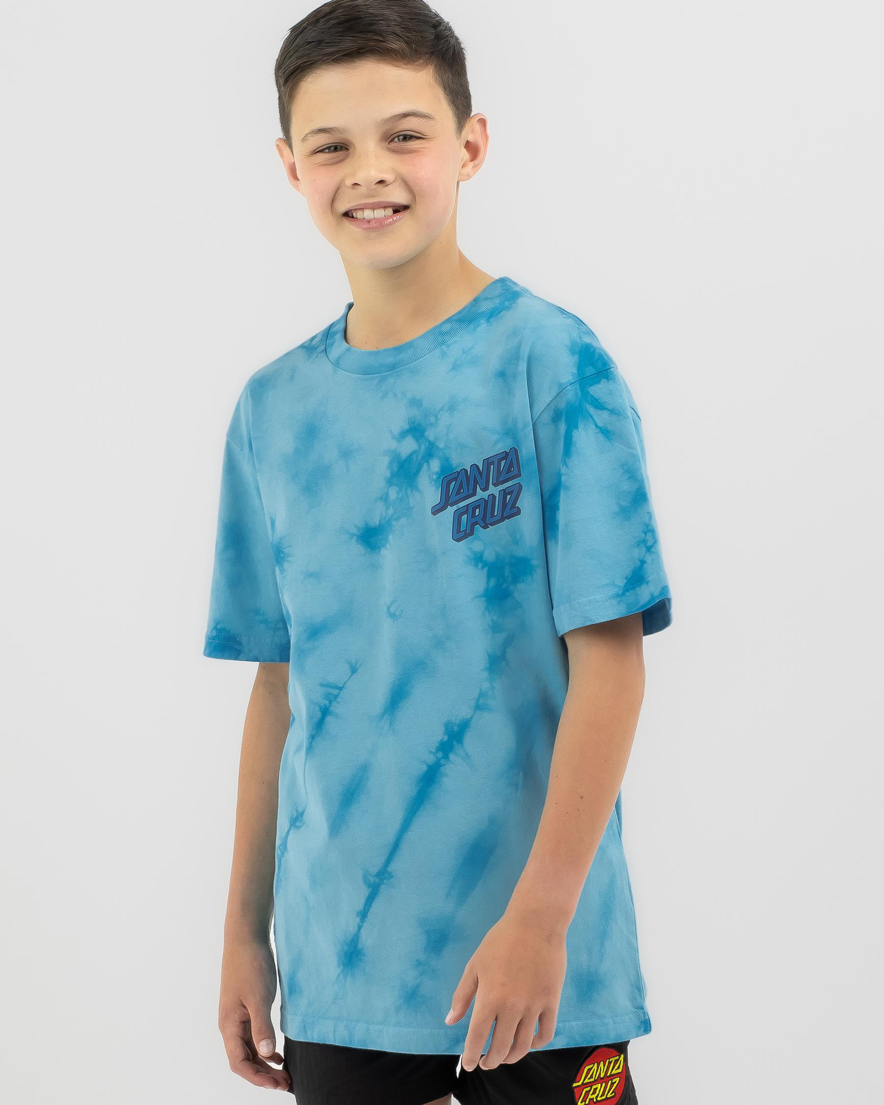 Shop Santa Cruz Boys' Inferno Stacked Strip Dot T-Shirt In Torquiose ...