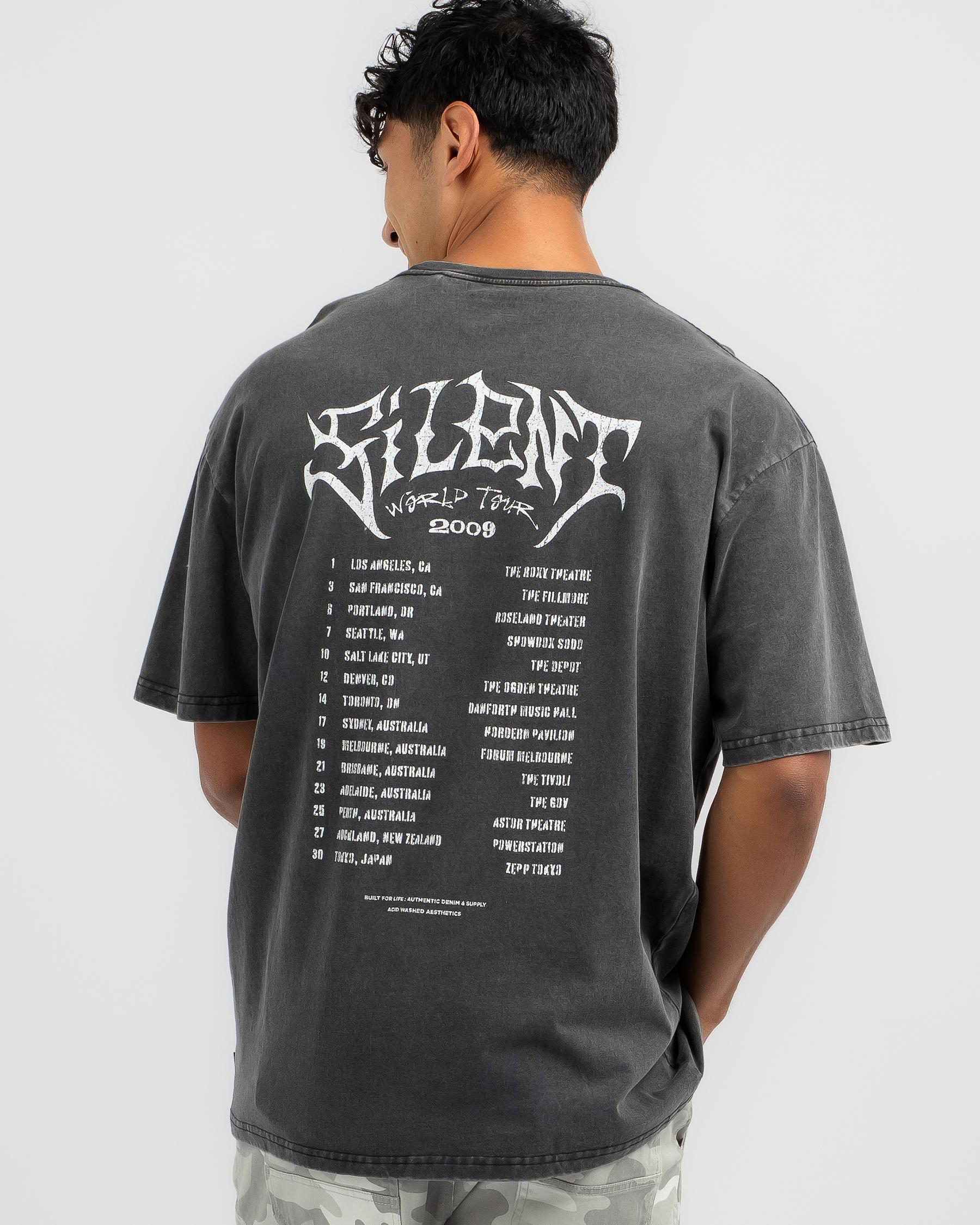 Shop Silent Theory World Tour T-Shirt In Washed Black - Fast Shipping ...