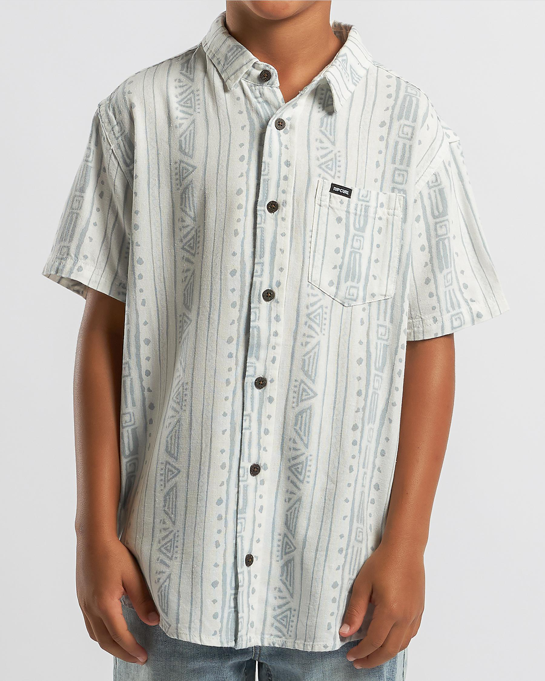 Shop Rip Curl Boys' Fun Times Short Sleeve Shirt In White - Fast ...
