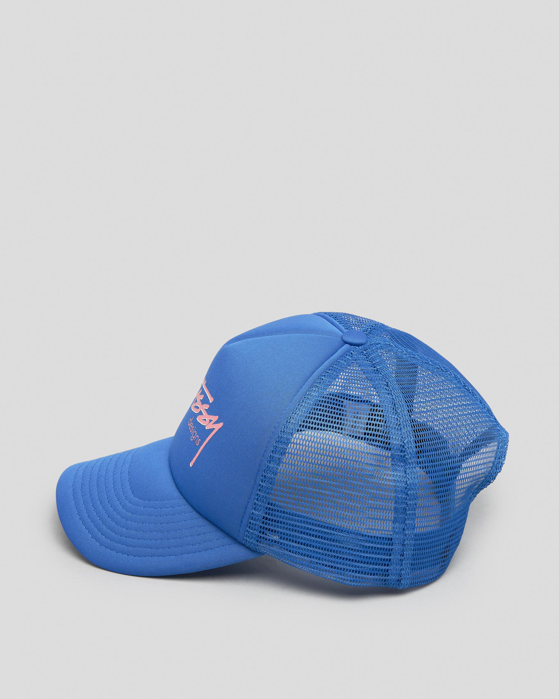 Shop Stussy Designs Trucker Cap In Royal Blue - Fast Shipping & Easy ...