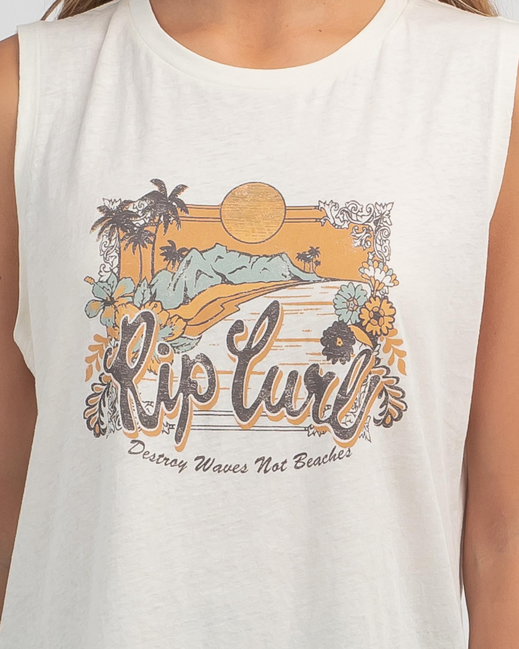 Shop Rip Curl Surf Gypsy Muscle Tank Top In Bone - Fast Shipping & Easy ...