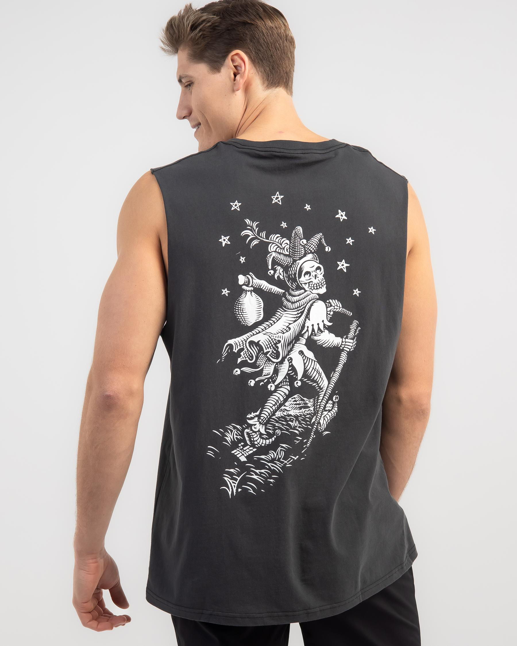 Shop Santa Cruz Delfino Tarot Muscle Tank In Washed Black - Fast ...