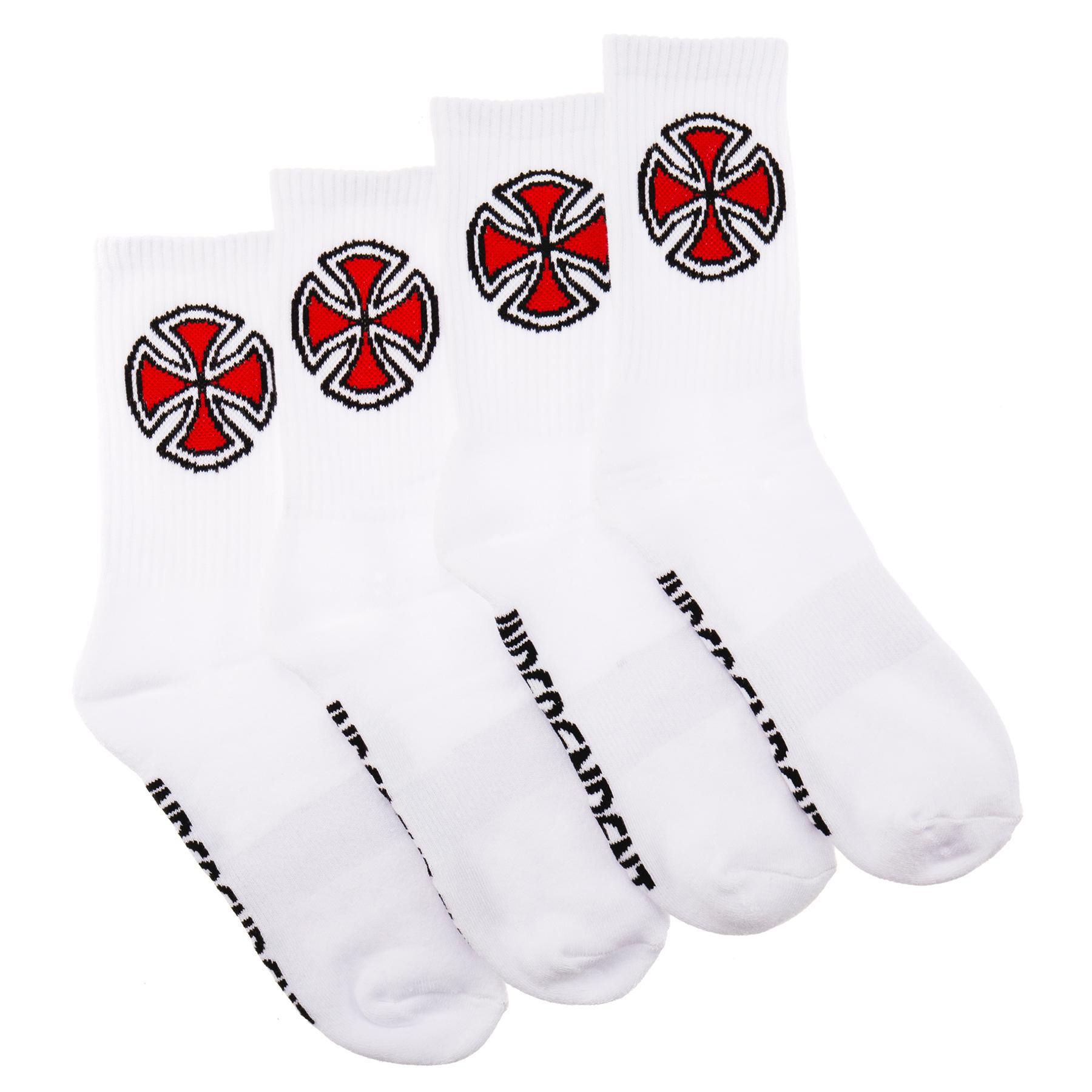 Shop Independent Og Cross Socks 4 Pack In White - Fast Shipping & Easy ...