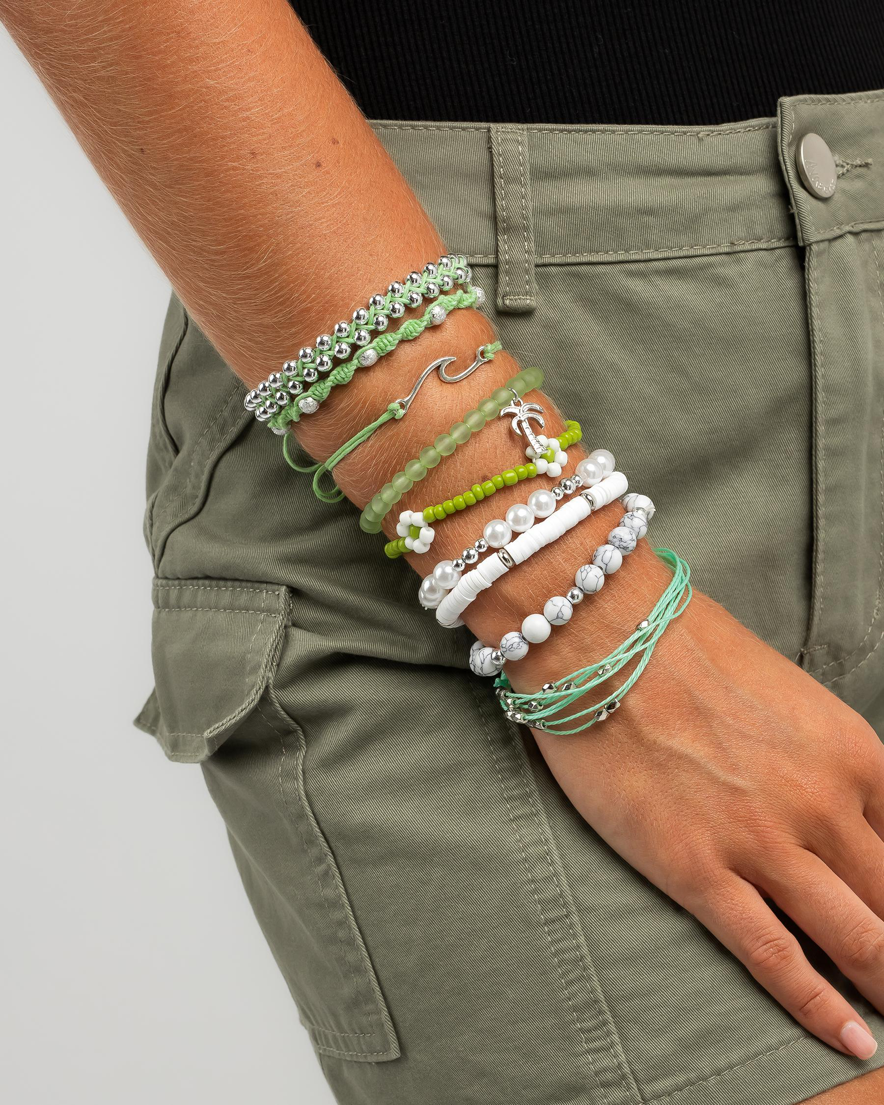 Shop Karyn In LA Lenni Bracelet Pack In Sage/silver - Fast Shipping ...