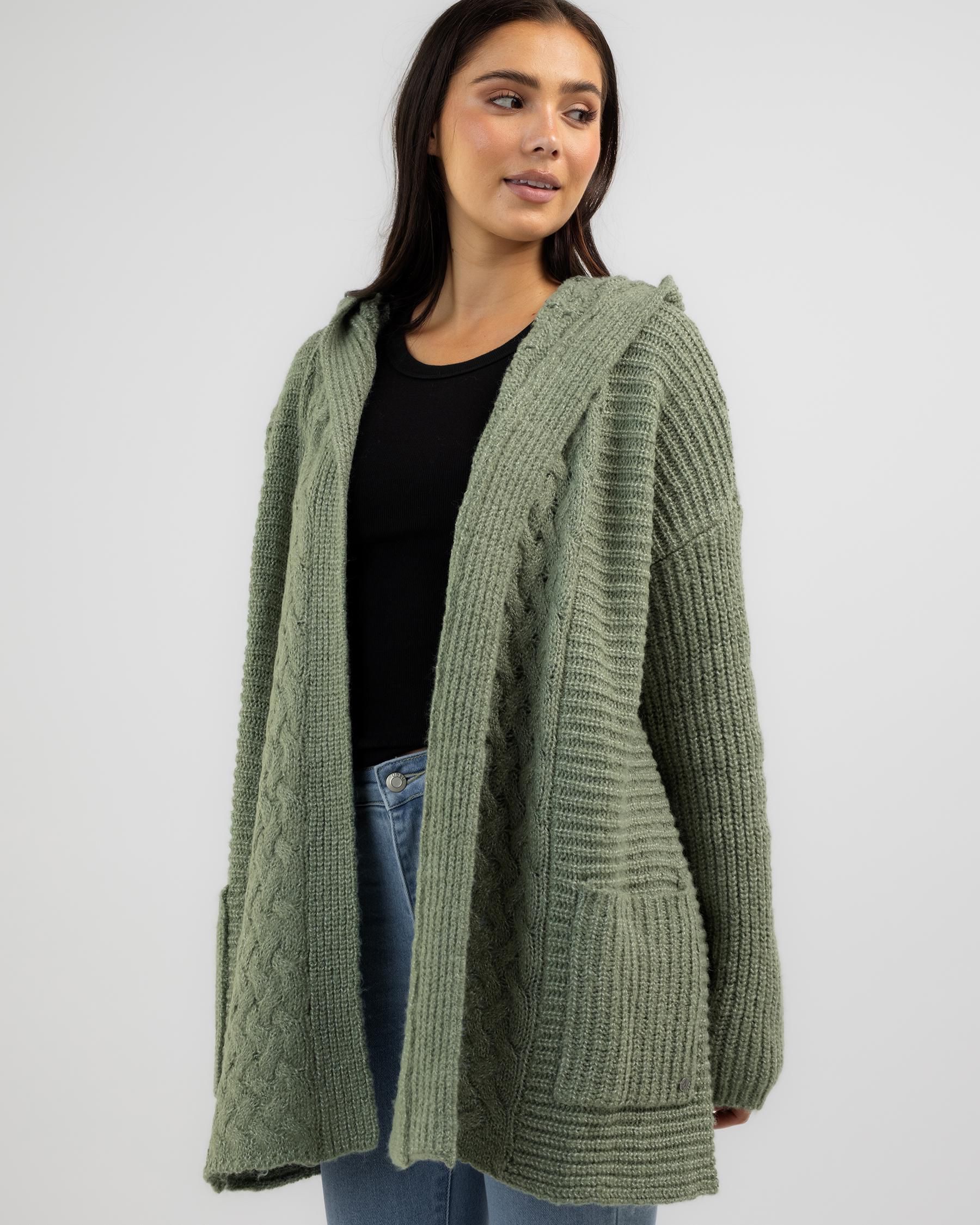 Shop Volcom Homeward Bound II Knit Cardigan In Light Army - Fast ...
