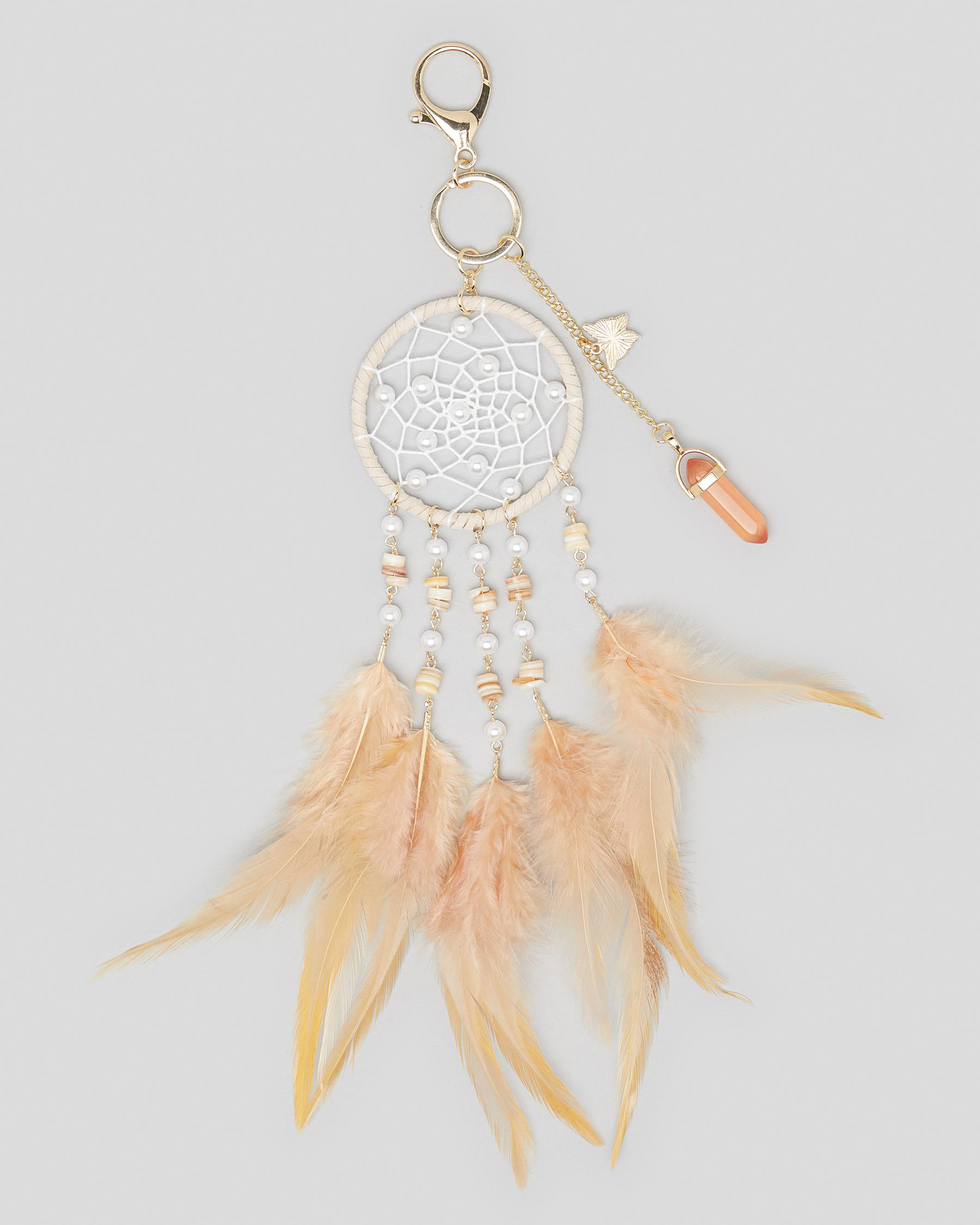 Shop Karyn In LA Kali Small Bag Charm In Taupe/white/gold - Fast ...