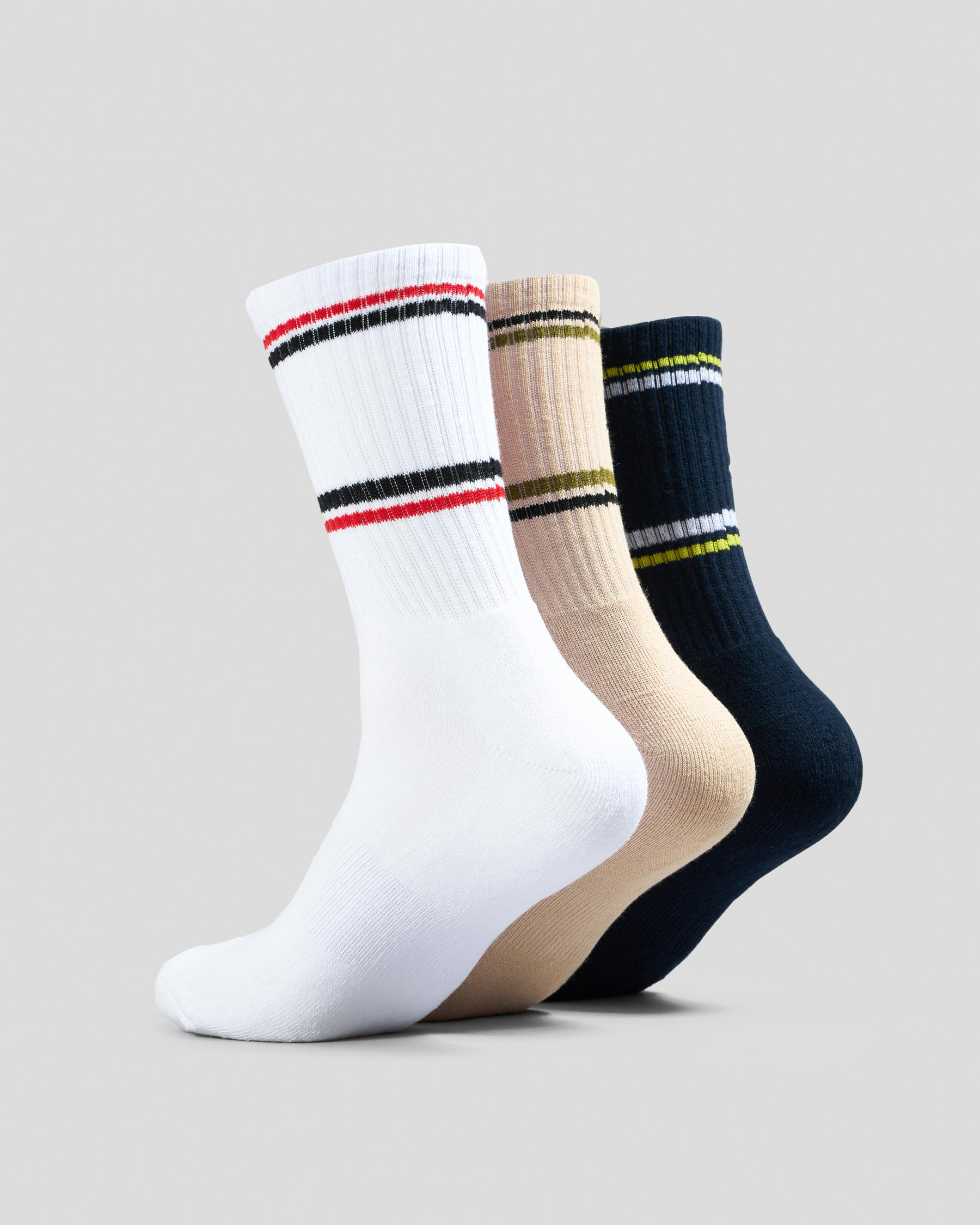 Shop Santa Cruz SC Link Stripe Socks 2 Pack In Natural-navy-white ...