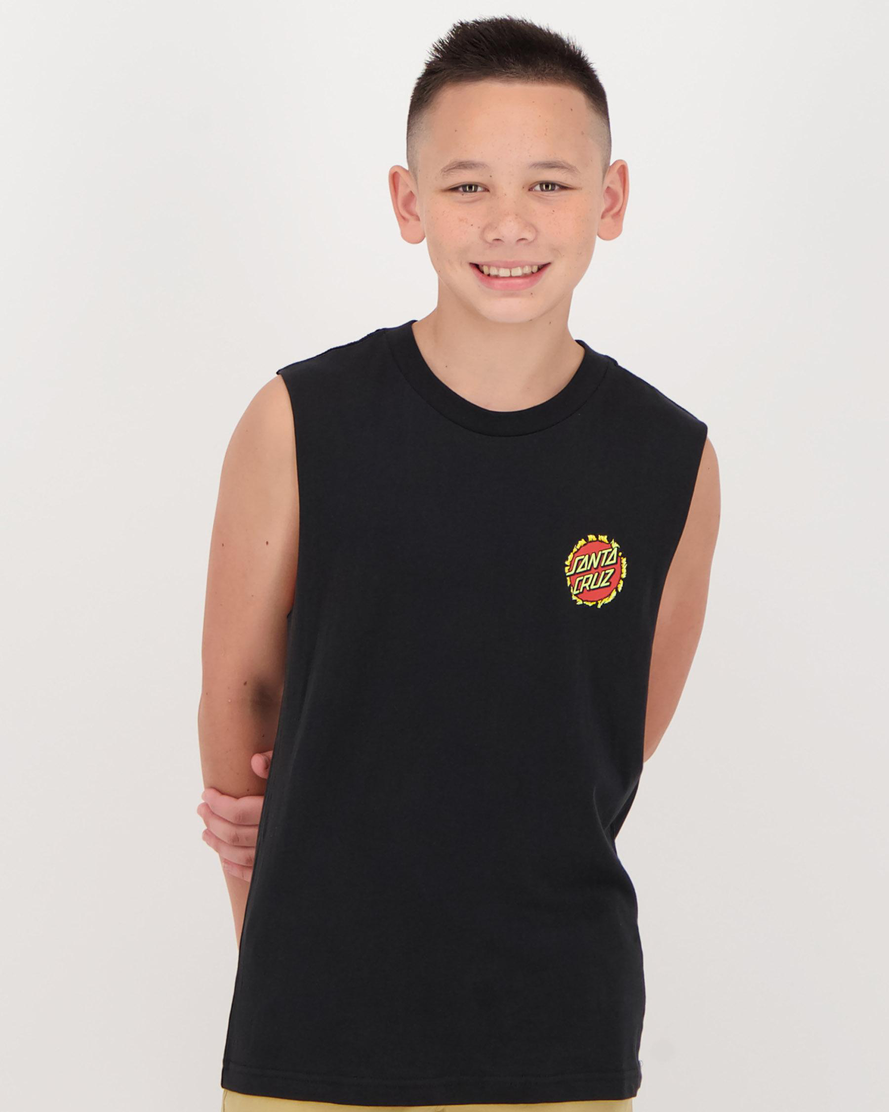 Shop Santa Cruz Boys' Breaker Dot Muscle Tank In Black - Fast Shipping ...