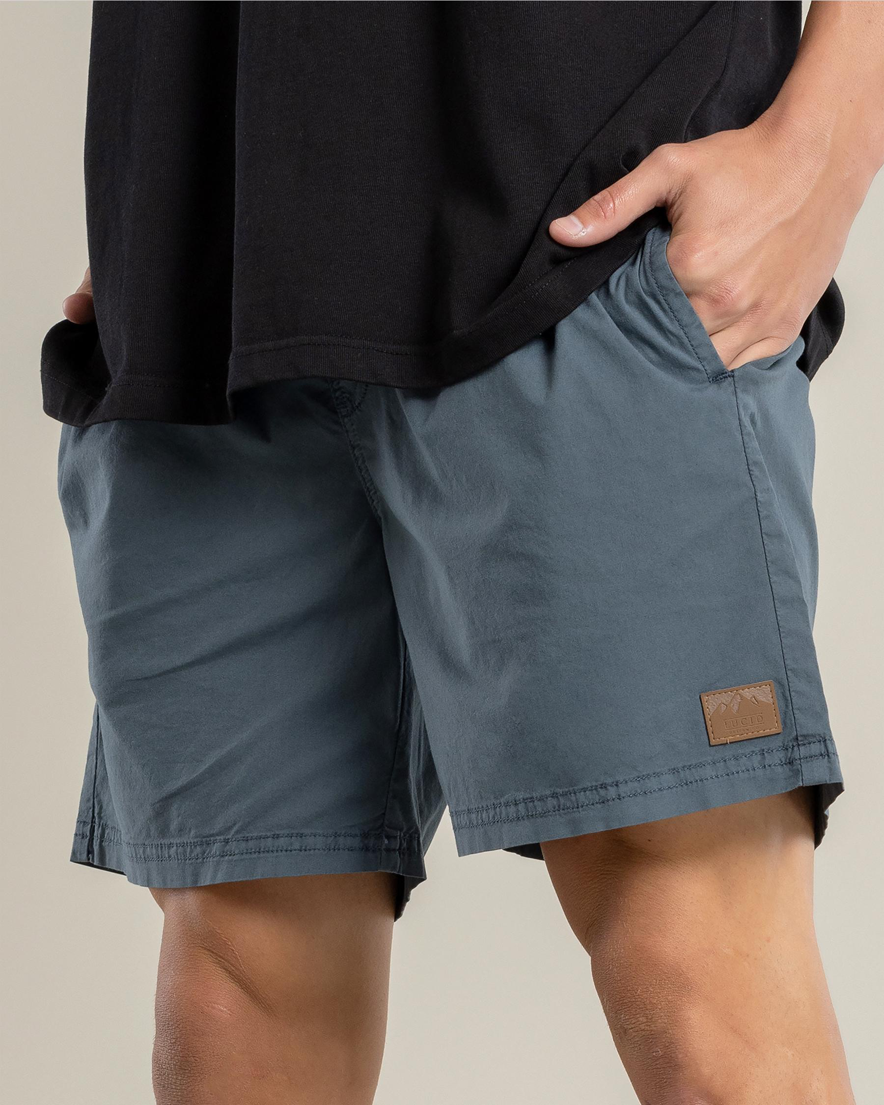 Shop Lucid Active Elastic Waist Shorts In Slate Blue - Fast Shipping ...