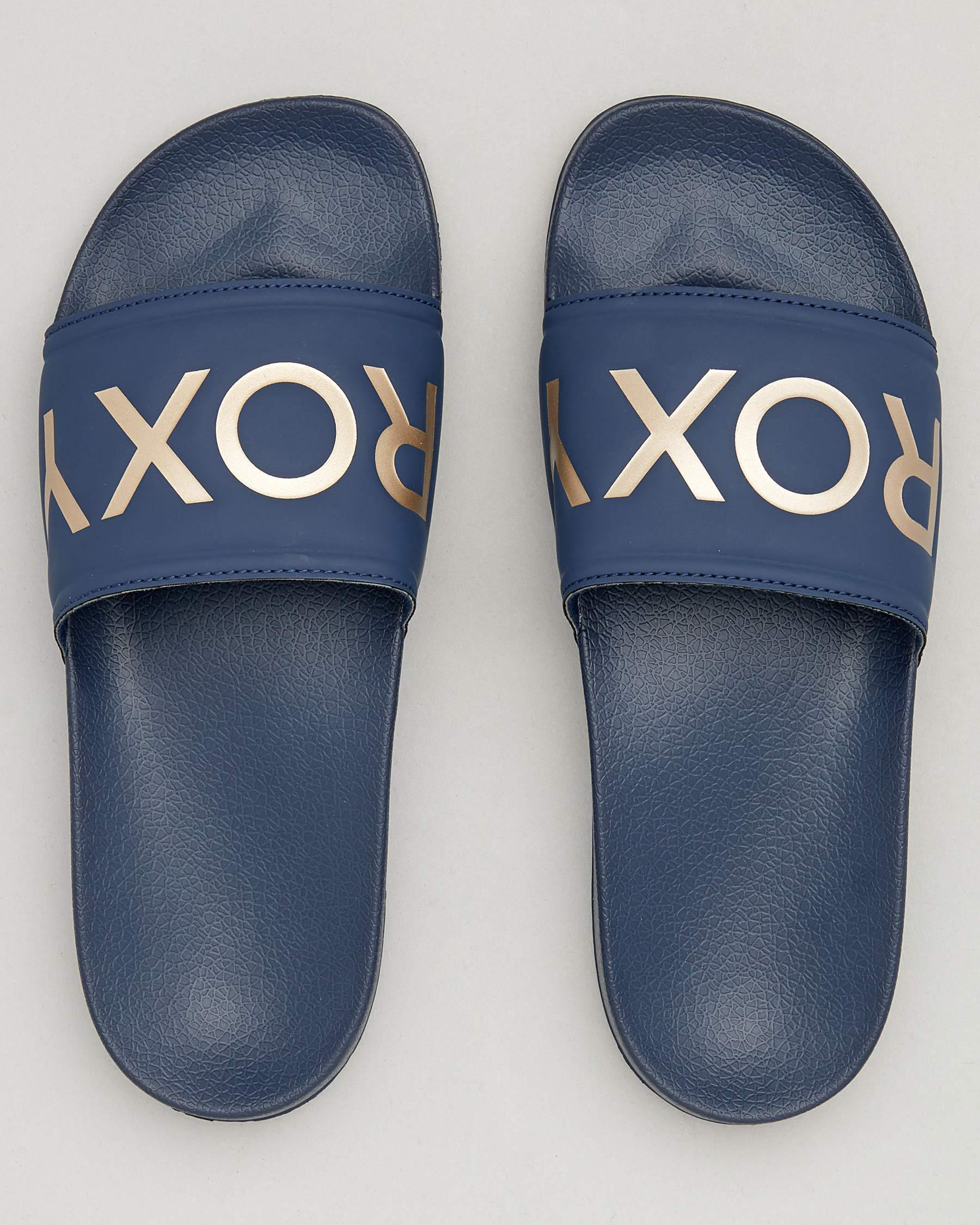 Shop Roxy Women's Roxy Slippy Slide Sandals In True Navy - Fast ...