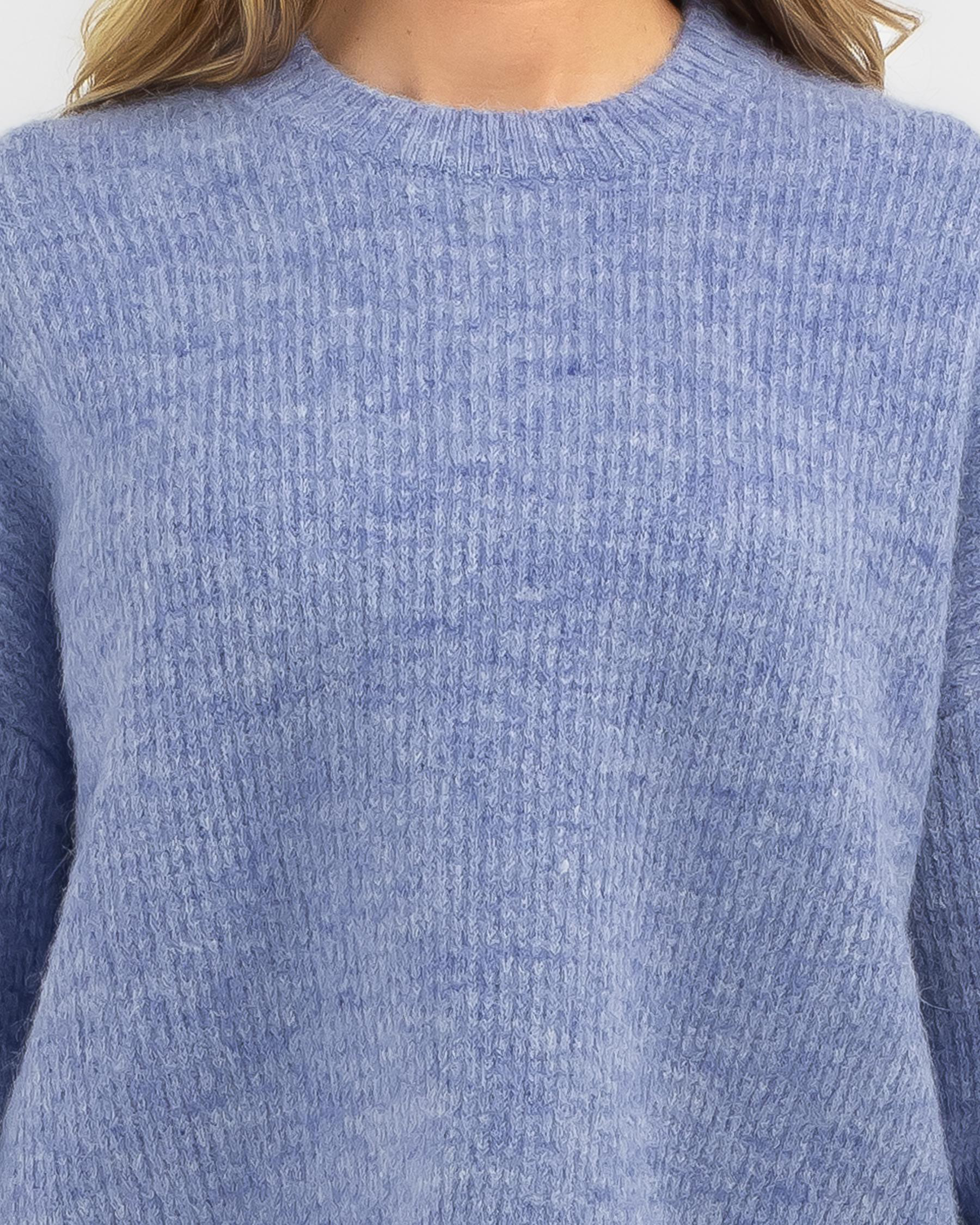 Shop Rusty Sundae Long Sleeve Knit Jumper In Periwinkle Blue - Fast ...