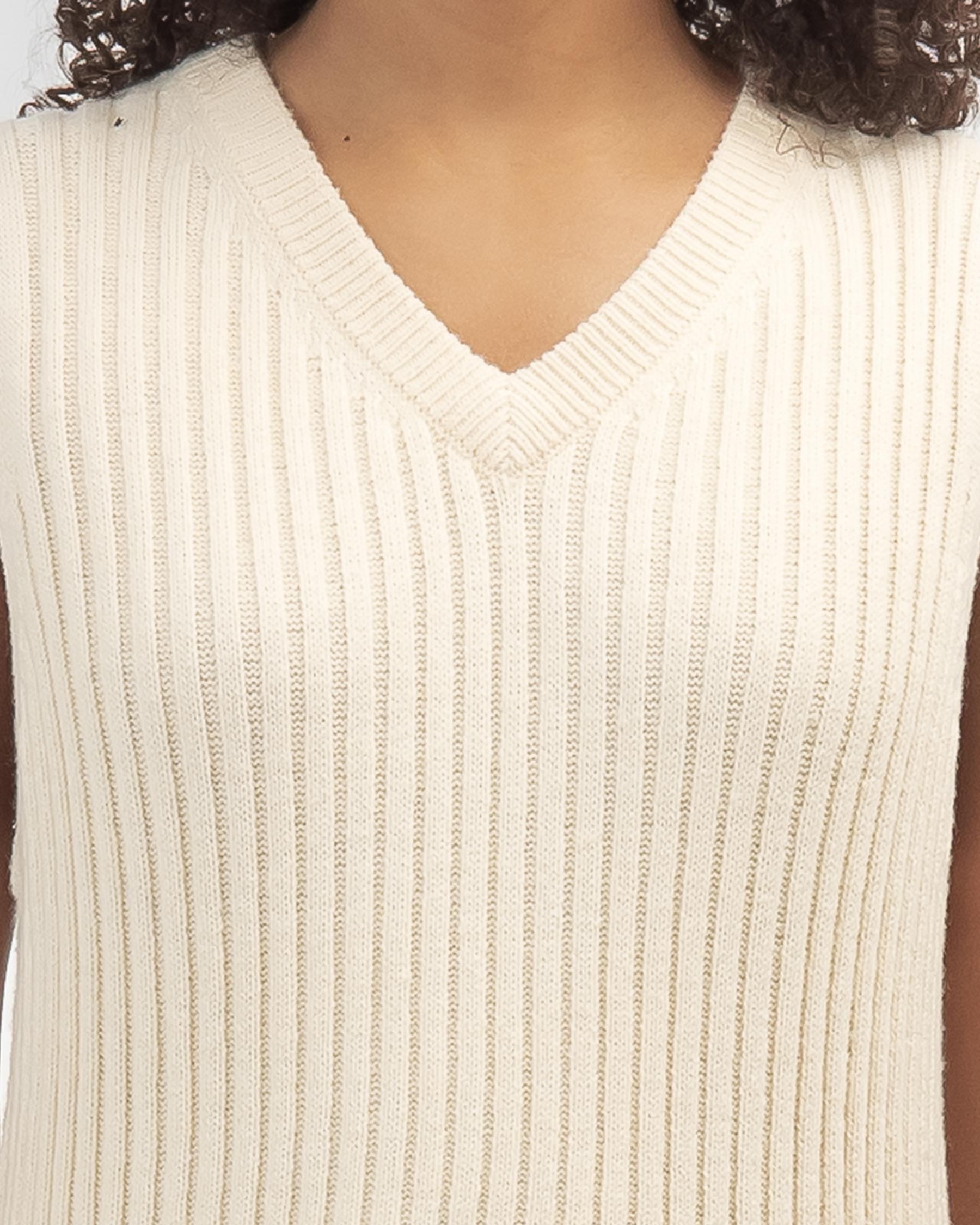 Shop Rhythm Shell Beach Knit Vest In Oatmeal - Fast Shipping & Easy ...