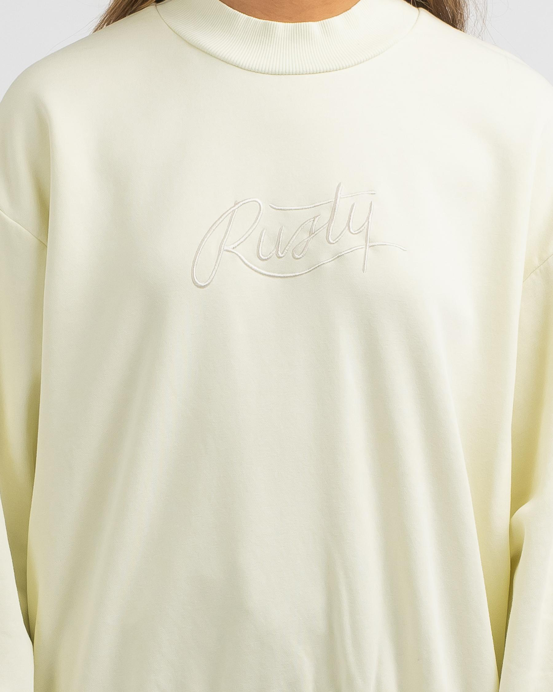 Shop Rusty Logo Oversize Crewneck Sweatshirt In Cream - Fast Shipping ...