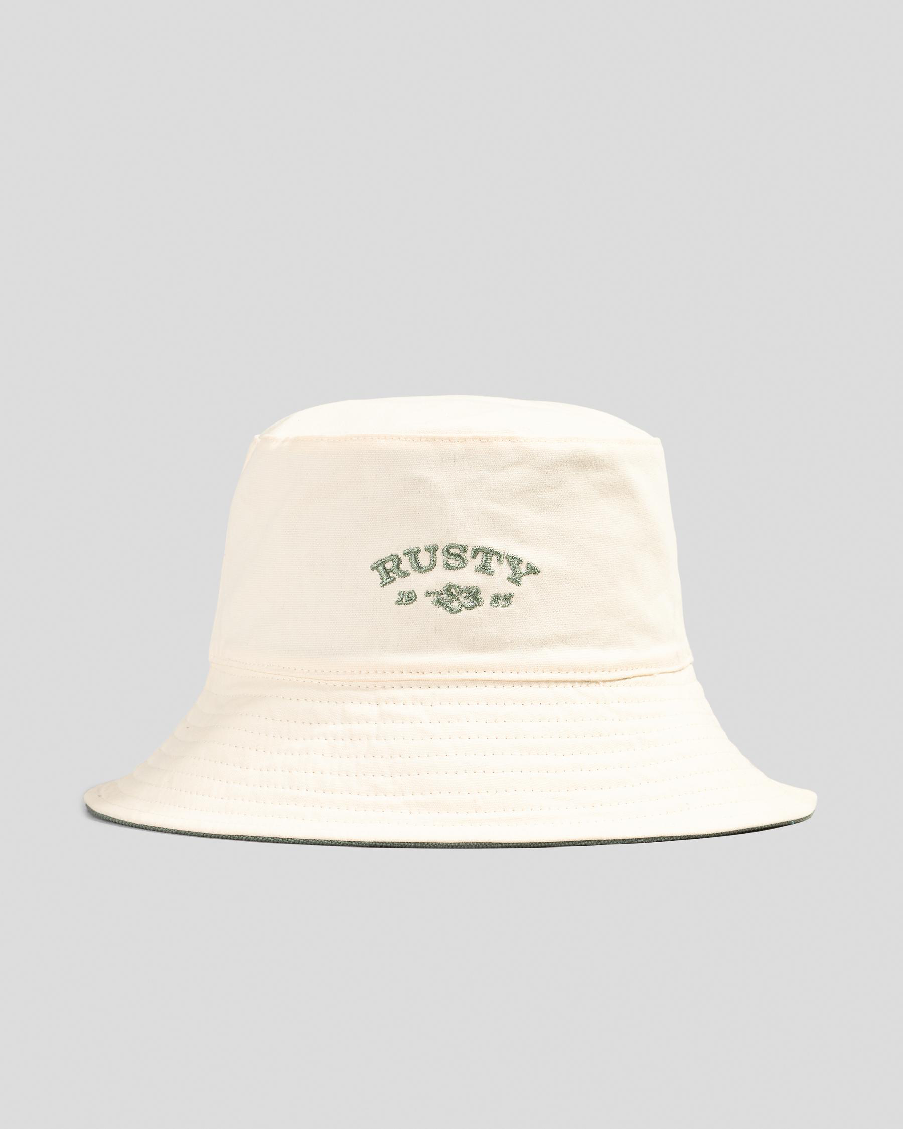 Shop Rusty Aloha Reversible Bucket Hat In Oatmeal - Fast Shipping ...