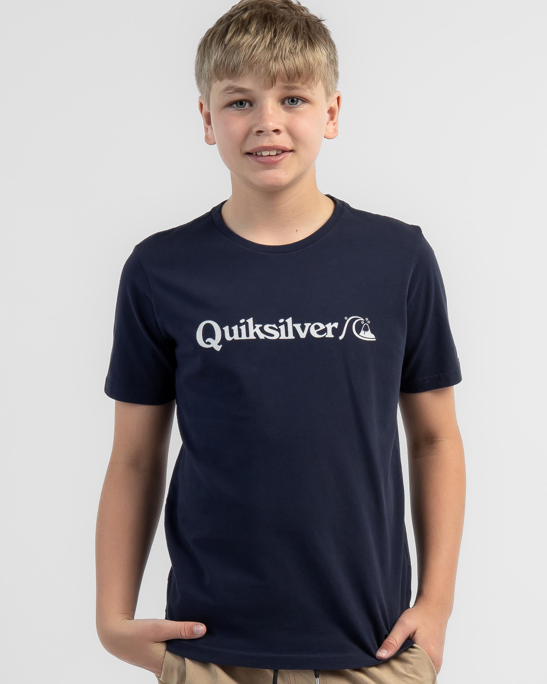 Shop Quiksilver Boys' Resin Tint T-Shirt In Navy Blazer - Fast Shipping ...