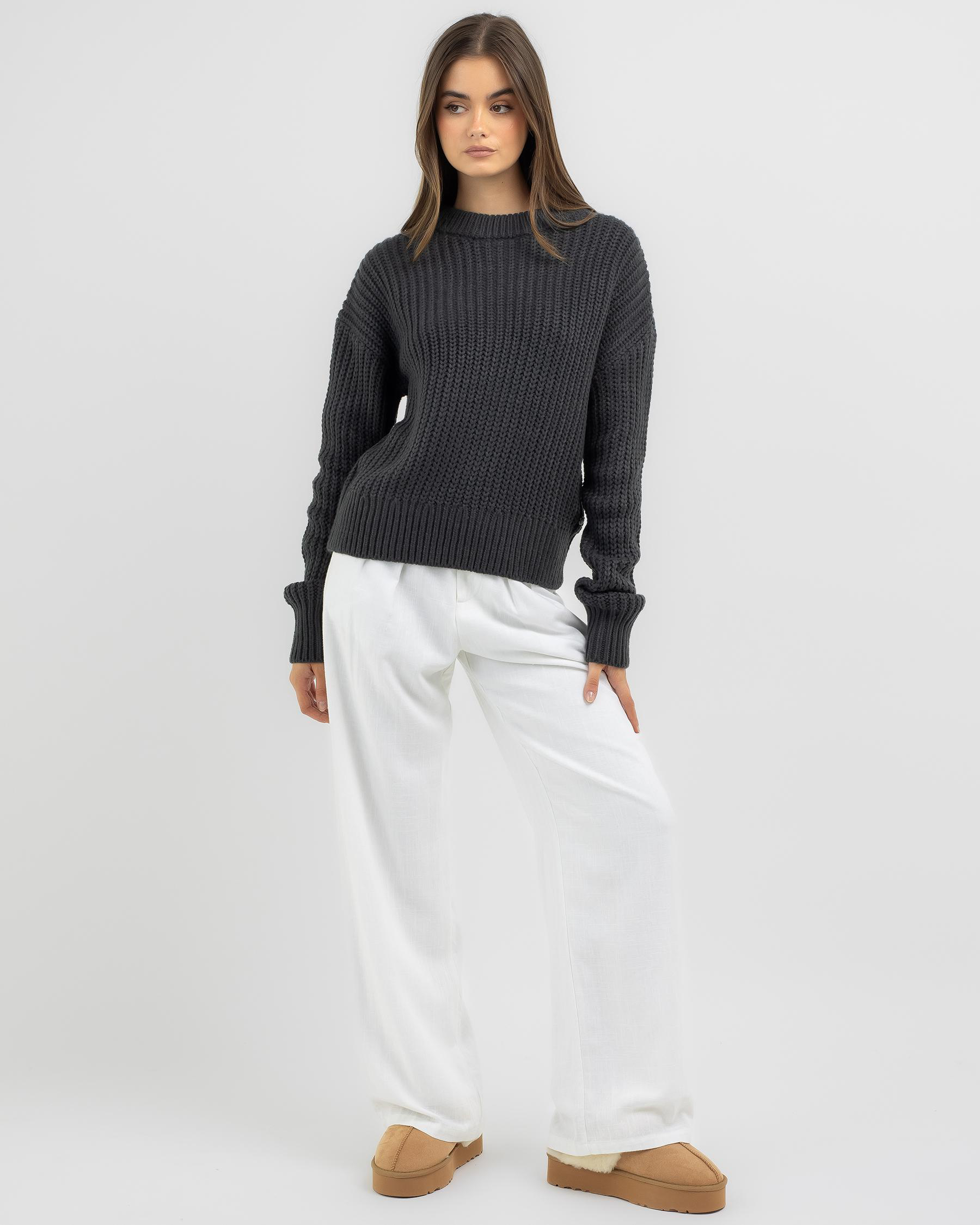 Shop Roxy Coming Home Sweater In Phantom - Fast Shipping & Easy Returns ...
