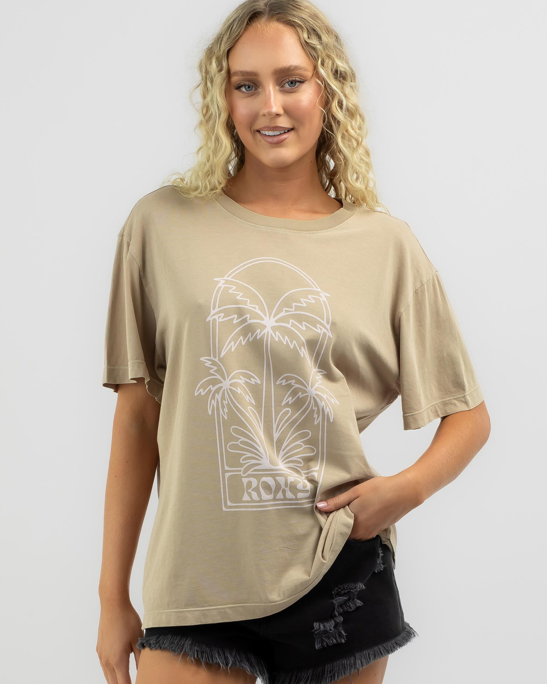 Shop Roxy Mazzy II T-Shirt In Warm Taupe - Fast Shipping & Easy Returns ...