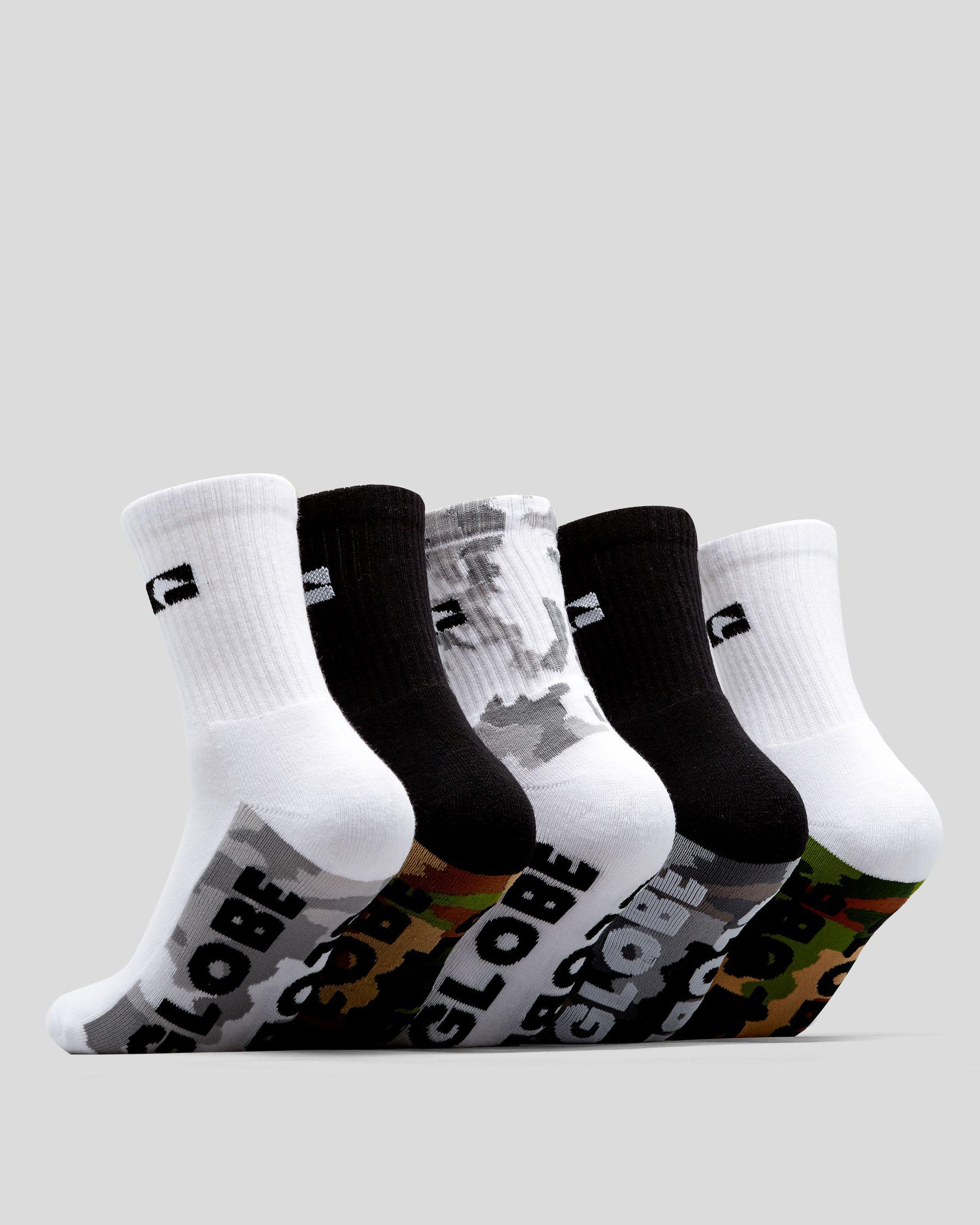 Shop Globe Malcom Crew Socks 5 Pack In Camo - Fast Shipping & Easy Returns - City Beach Australia