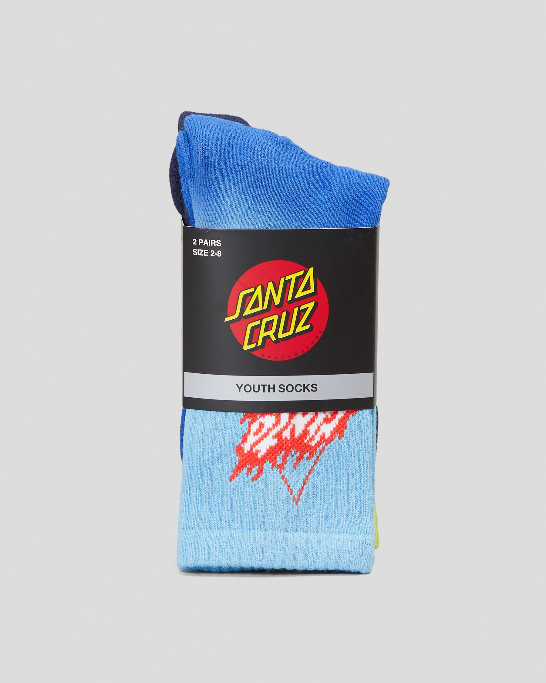 Shop Santa Cruz Boys' Flamed Not A Dot Socks 2 Pack In Blue Tie Dye ...