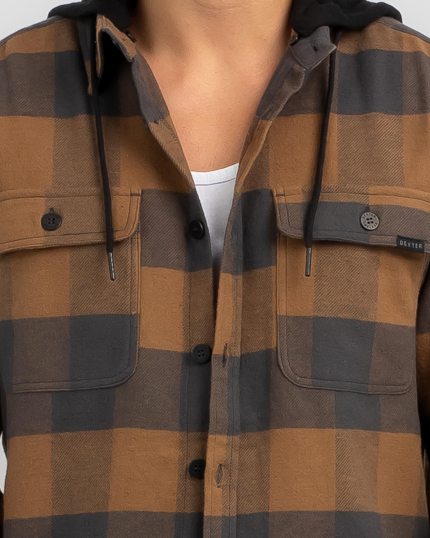 Shop Dexter Bandit Hooded Flanno In Charcoal/tan - Fast Shipping & Easy ...