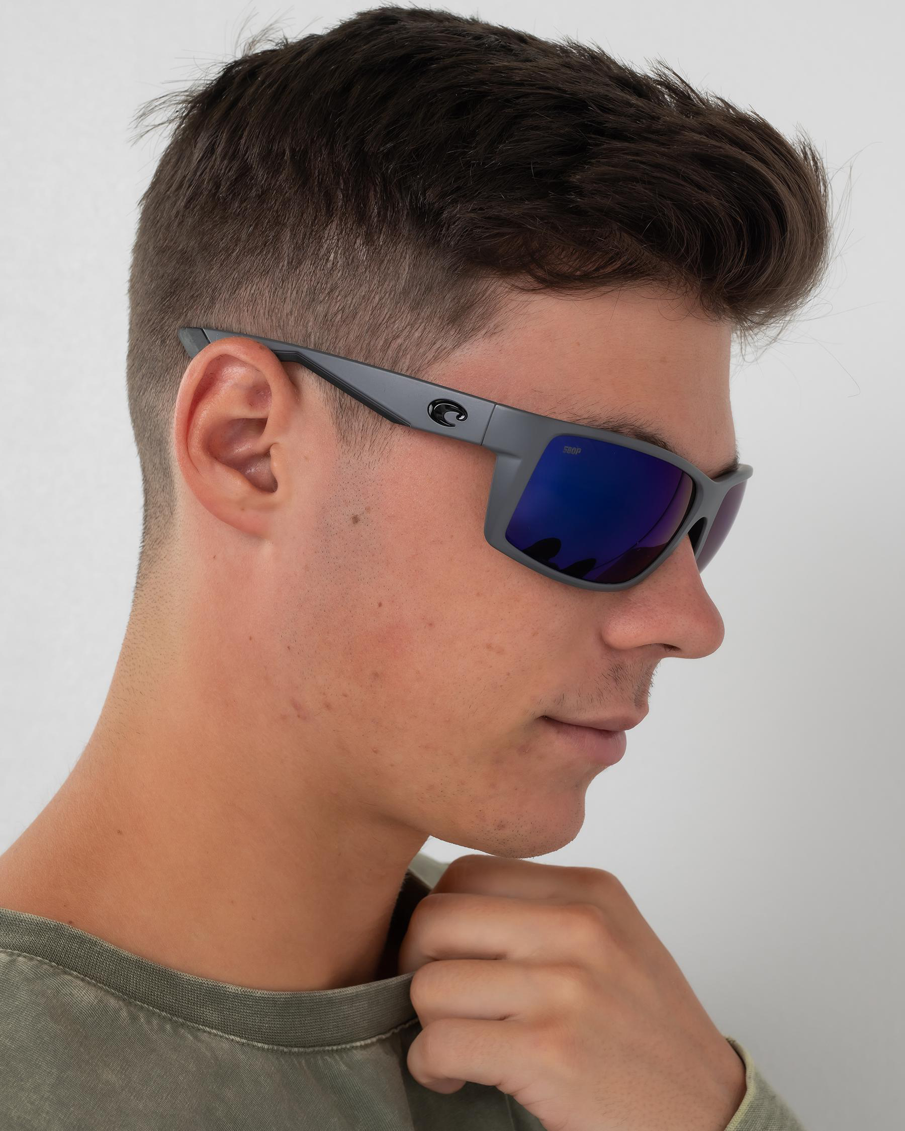 Shop Costa Reefton Polarized Sunglasses In Matte Gray / Blue Mirror ...