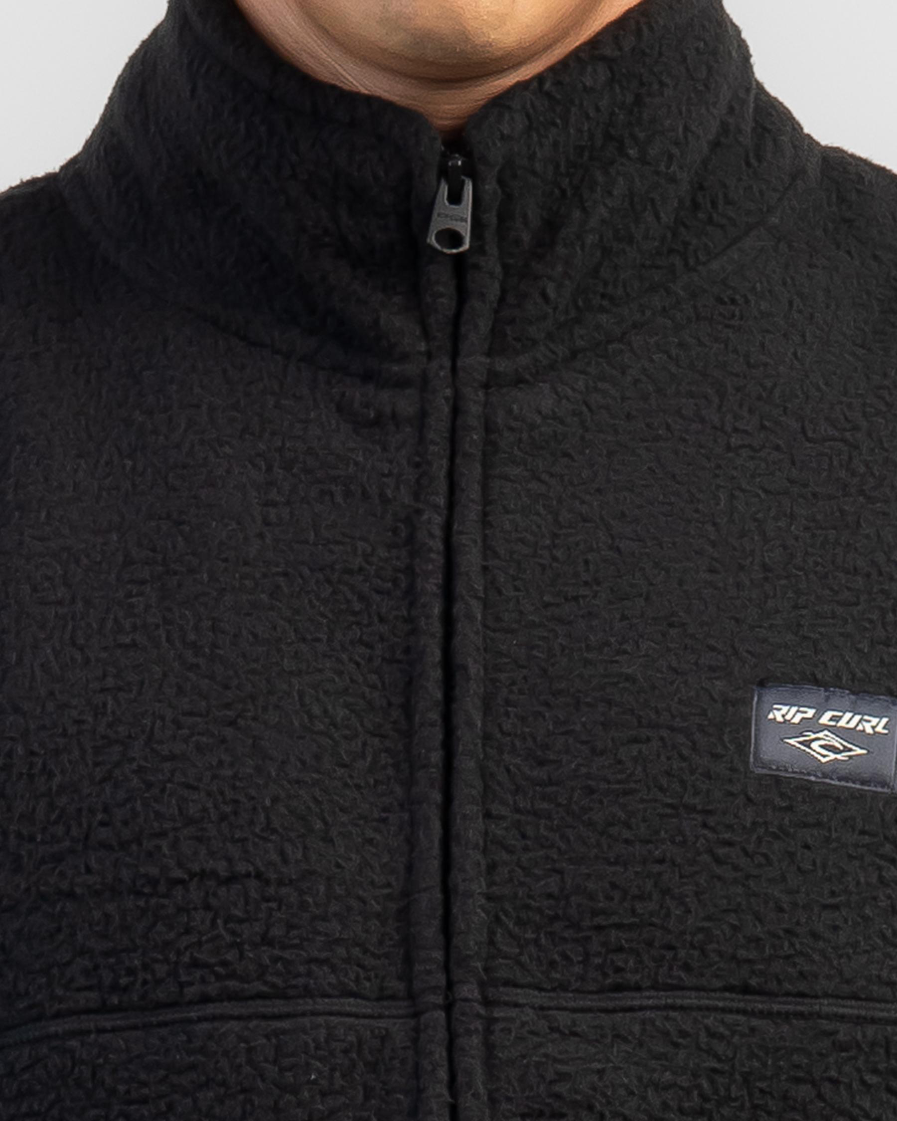 Shop Rip Curl Rincon Zip Crew Polar Fleece Jacket In Black - Fast ...