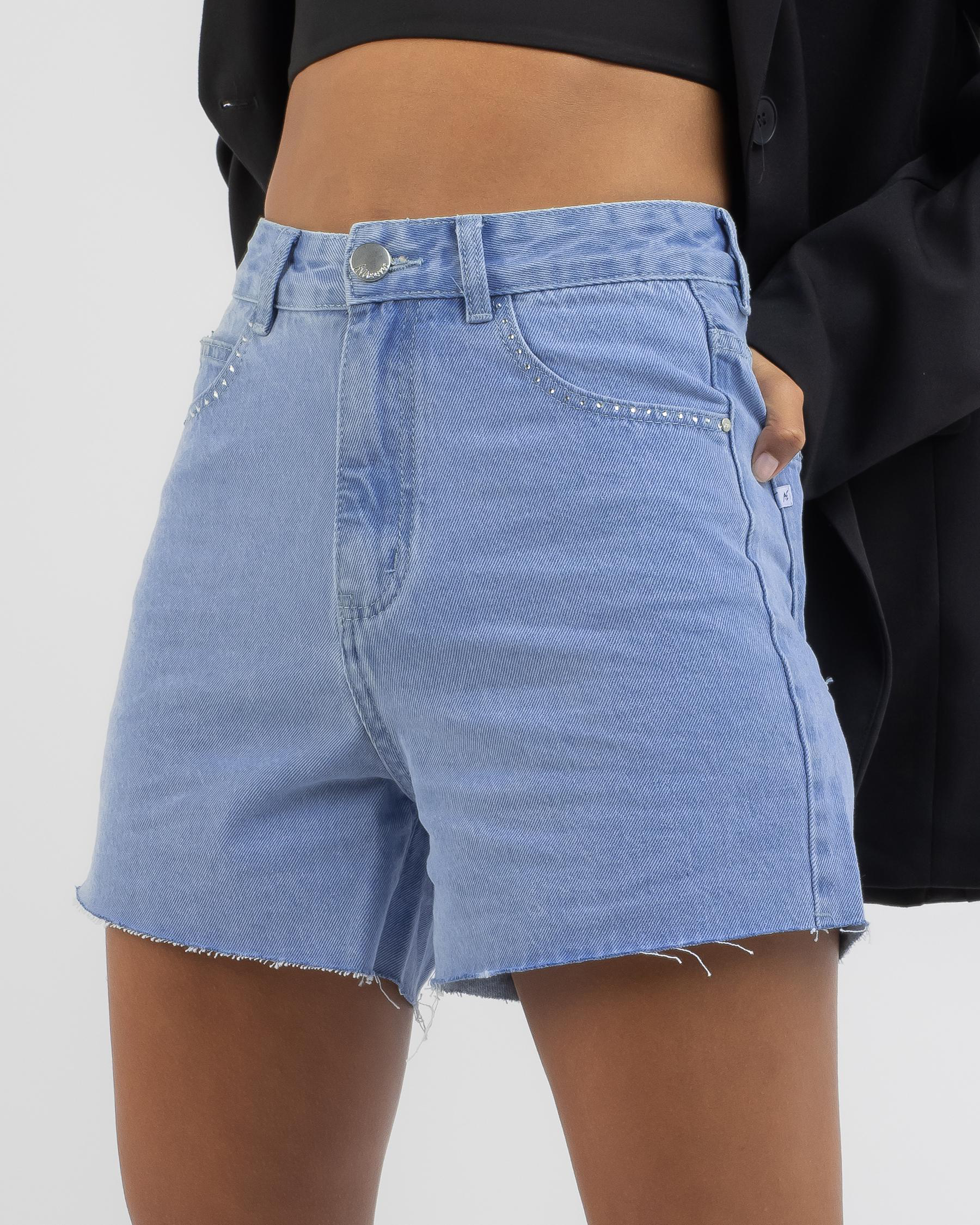 Shop Ava And Ever Angel Shorts In Mid Blue - Fast Shipping & Easy ...