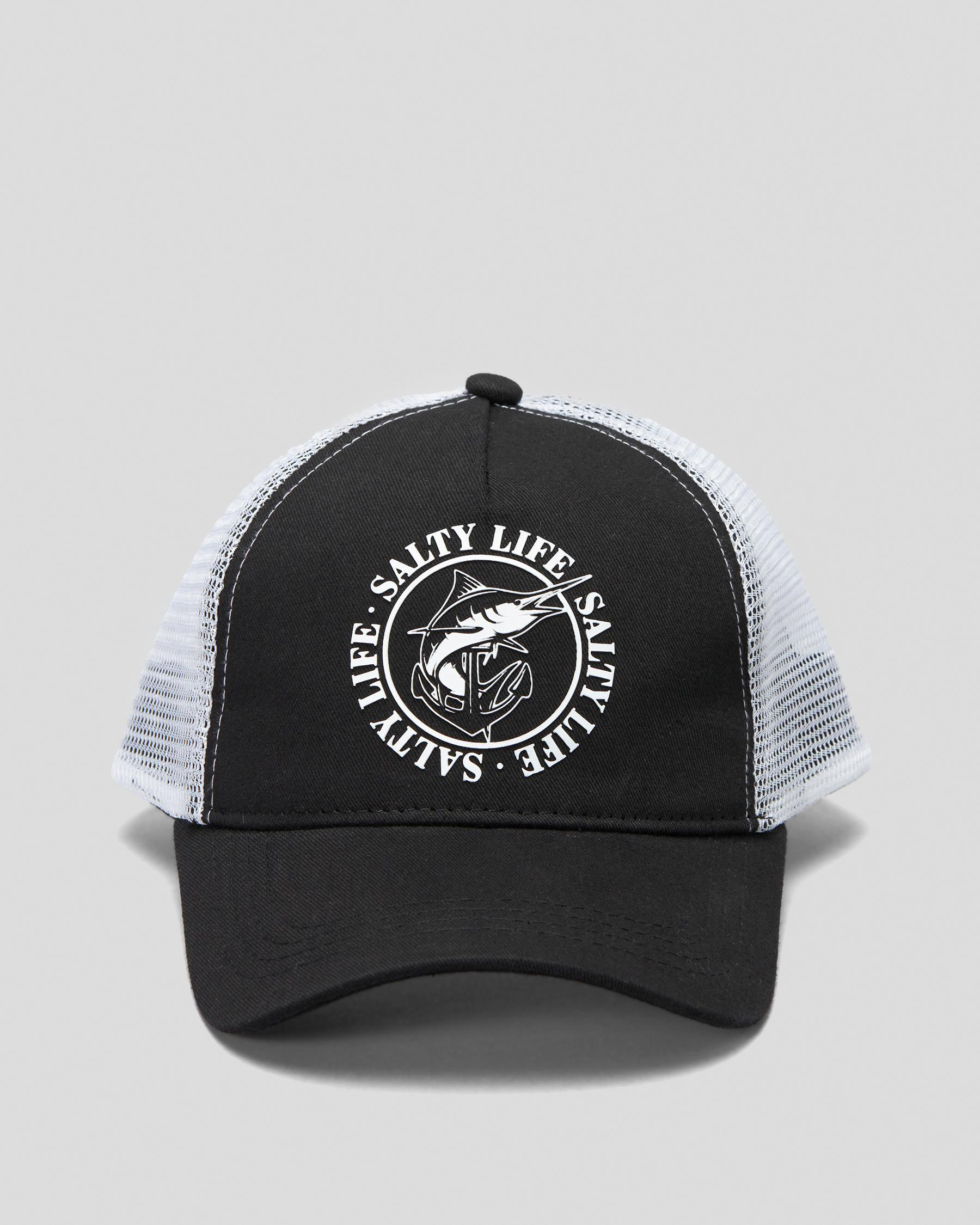 Shop Salty Life Boys' Once Bitten Snapback Cap In Black/white - Fast ...