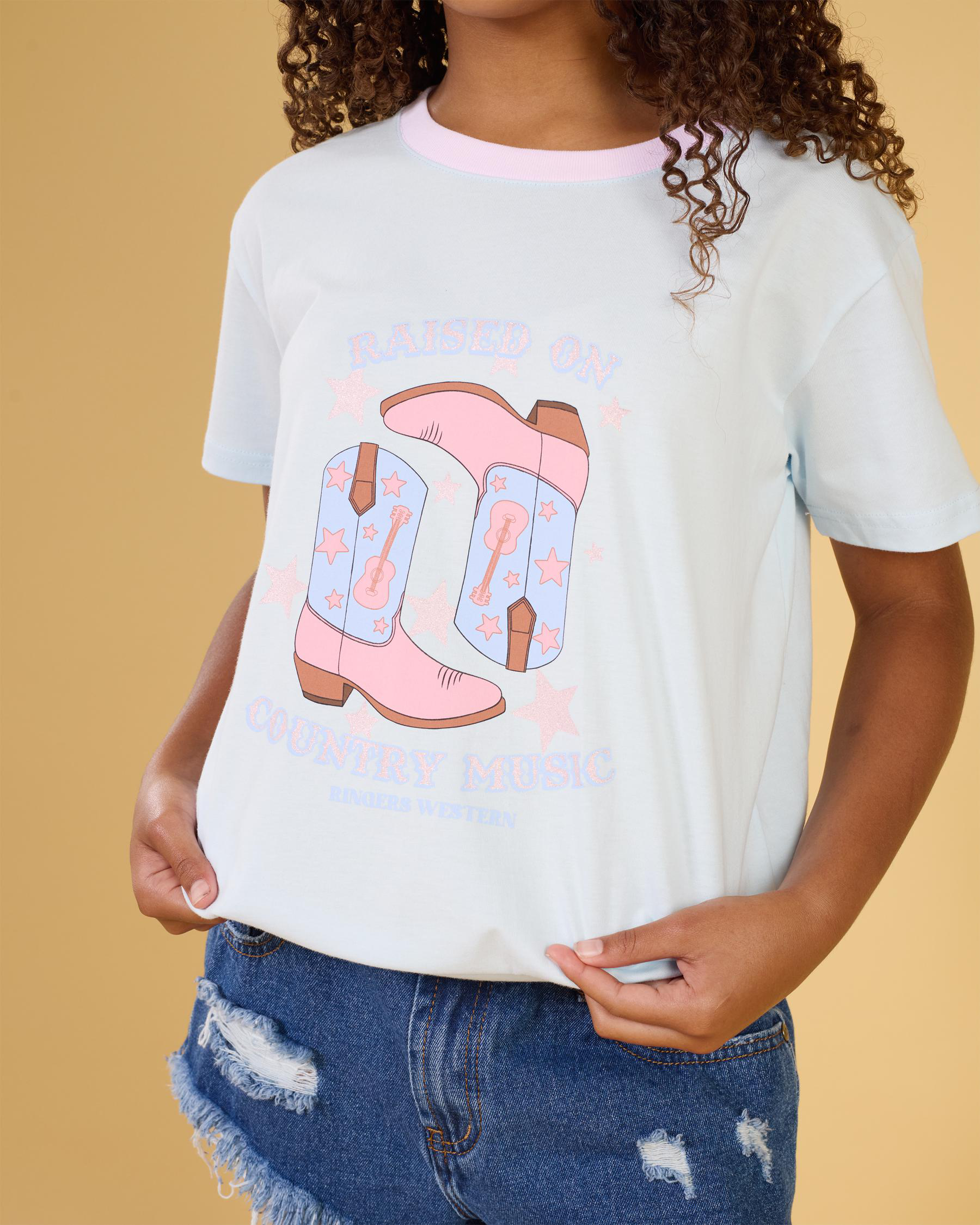 Shop Ringers Western Girls' Raised On Country Music T-Shirt In Barely ...